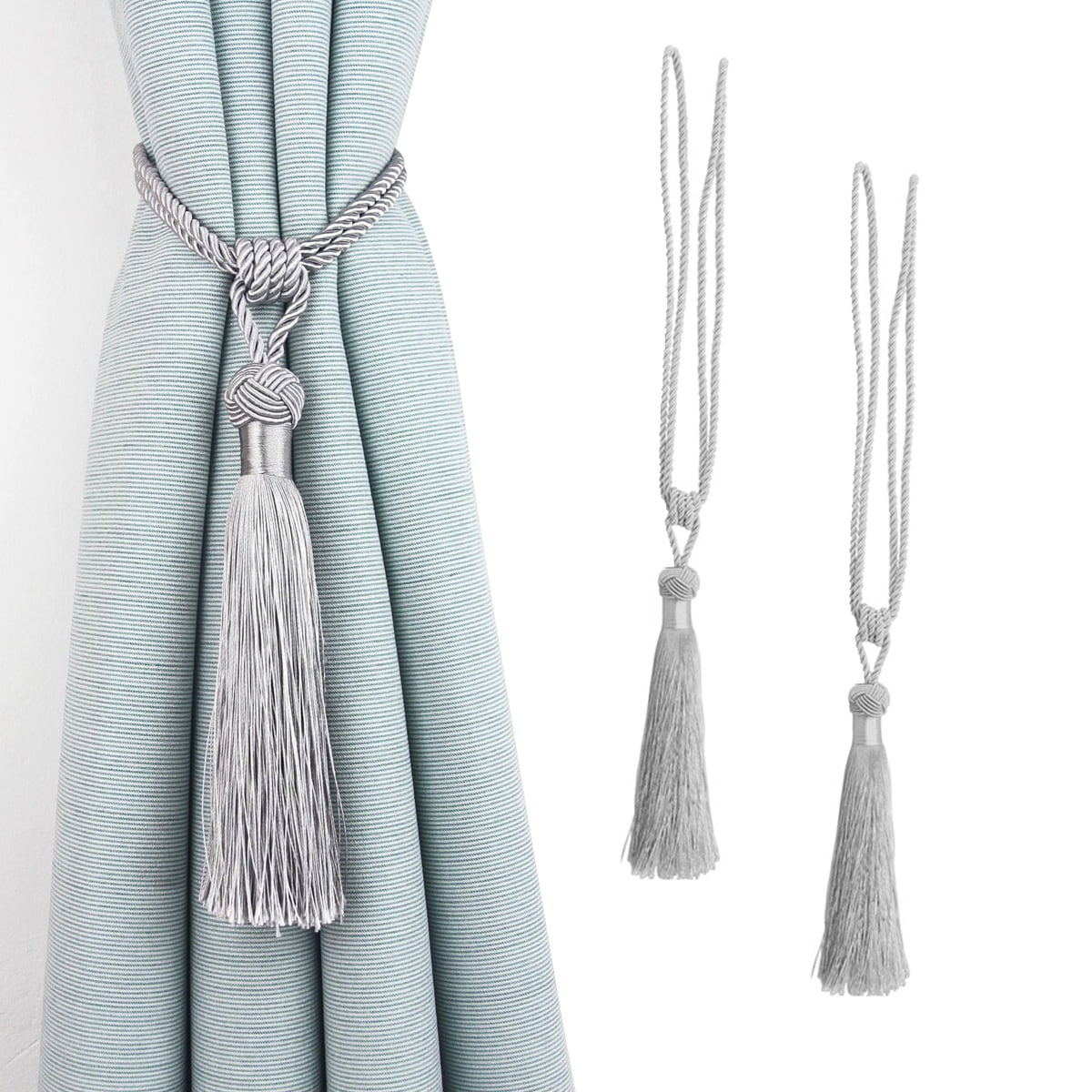 2 Pcs Curtain Tiebacks Tassel Tie-Backs, Handmade Curtain Holdbacks ...