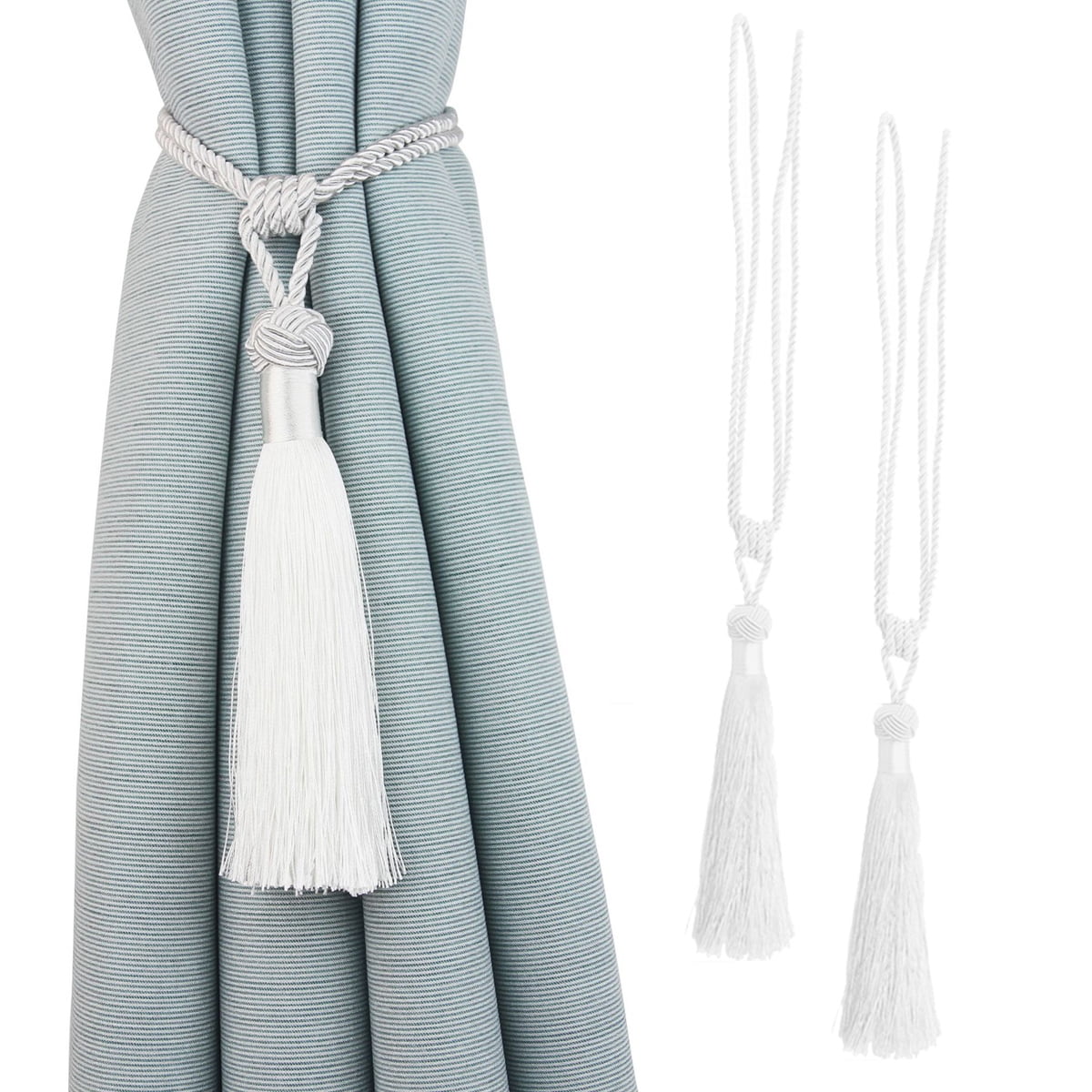2 Pcs Curtain Tiebacks Tassel Tie-Backs, Handmade Curtain Holdbacks ...