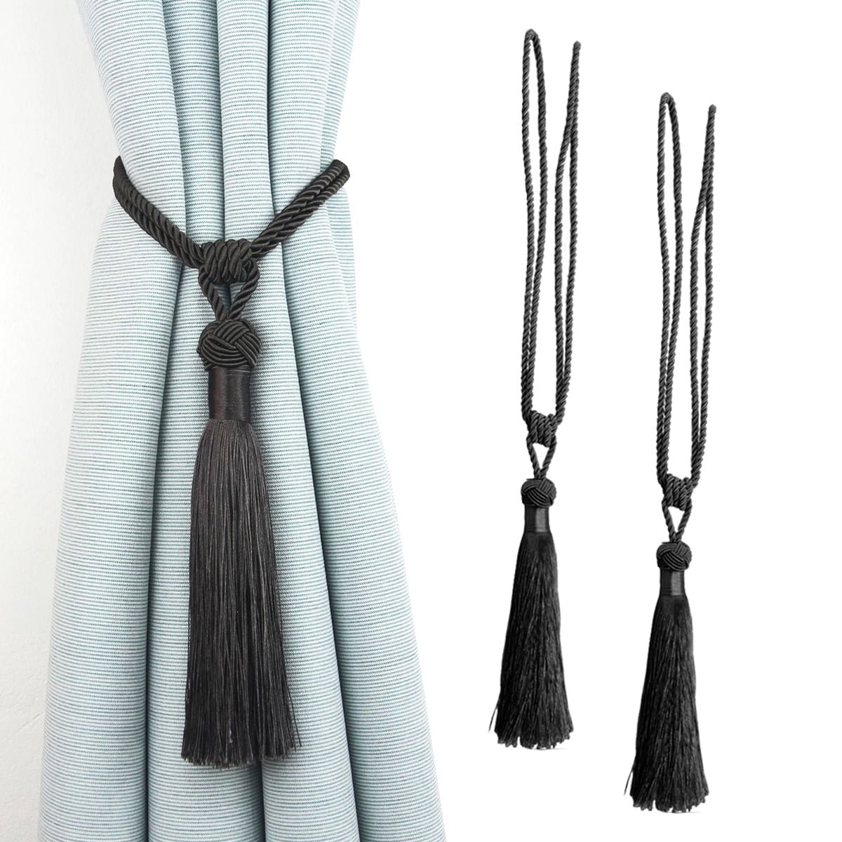 2 Pcs Curtain Tiebacks Tassel Tie-Backs, Handmade Curtain Holdbacks ...