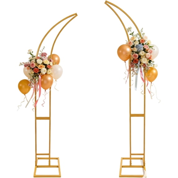 2 Pcs Curved Wedding Arch Backdrop Stands, 6.9Ft +6.2Ft Metal Arch ...