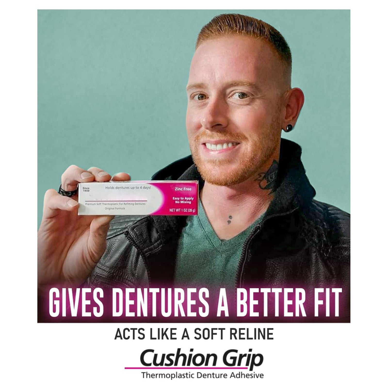 2 Pcs Cushion Grip Thermoplastic Denture Adhesive,1 Oz Pegamento Para ...