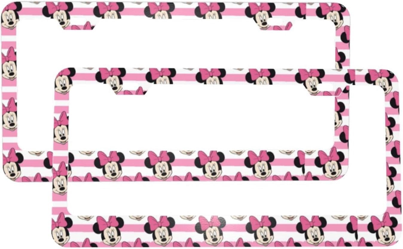 2 Pcs Cute Cartoon License Plate Frame Men Women Car Tag Cover Holder ...