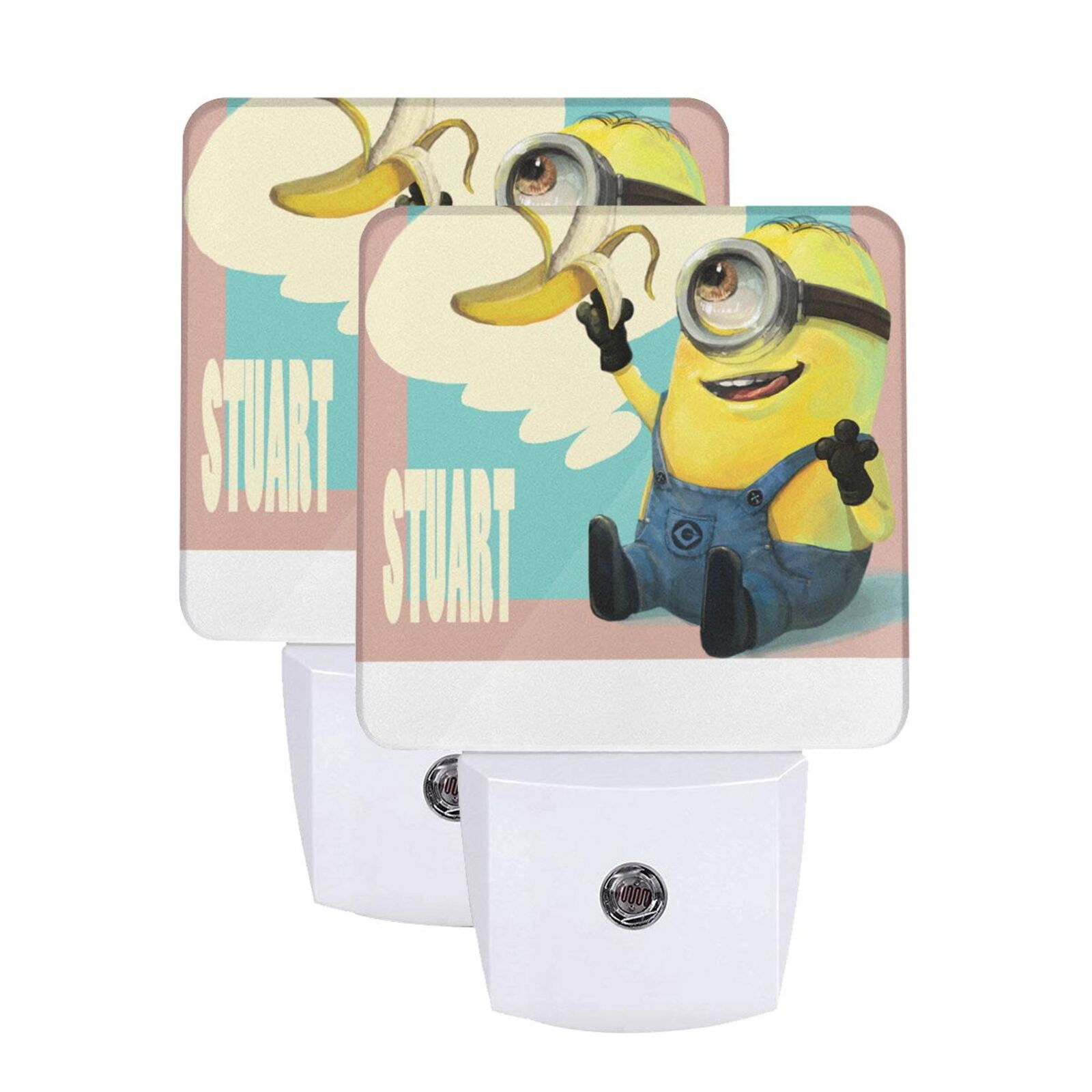 2 Pcs Cute Cartoon Minions Printed Night Lights Ornament Energy ...