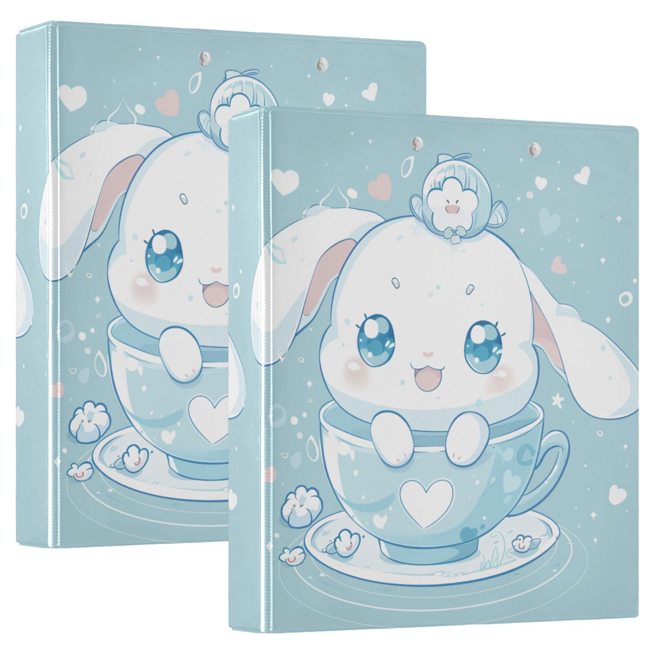 2 Pcs Cute Cinnamoroll Sanrio in Cup Hardcover 3 Ring Binder 1.5” Round ...
