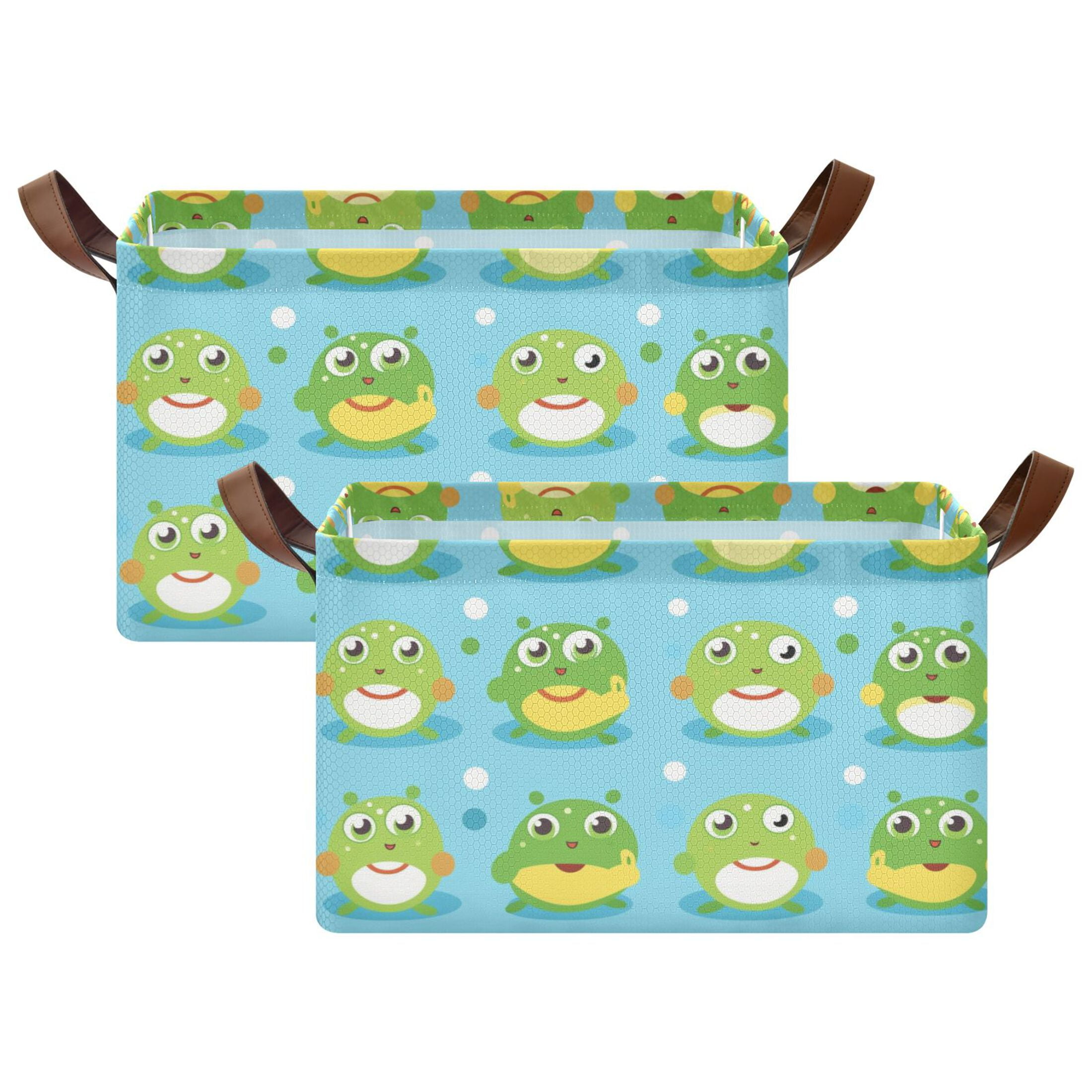 2 Pcs Cute Frogs with Big Eye Collapsible Storage Bins Fabric Shelf ...