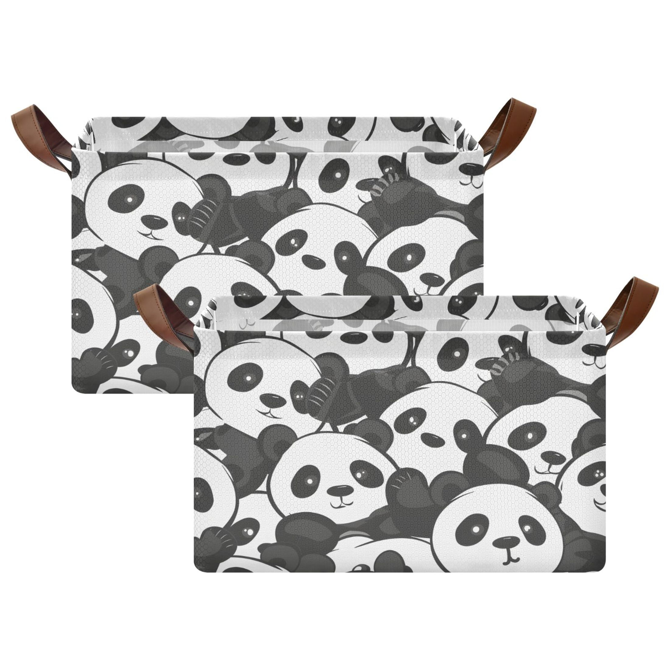 2 Pcs Cute Little Panda Face Collapsible Storage Bins Fabric Shelf ...