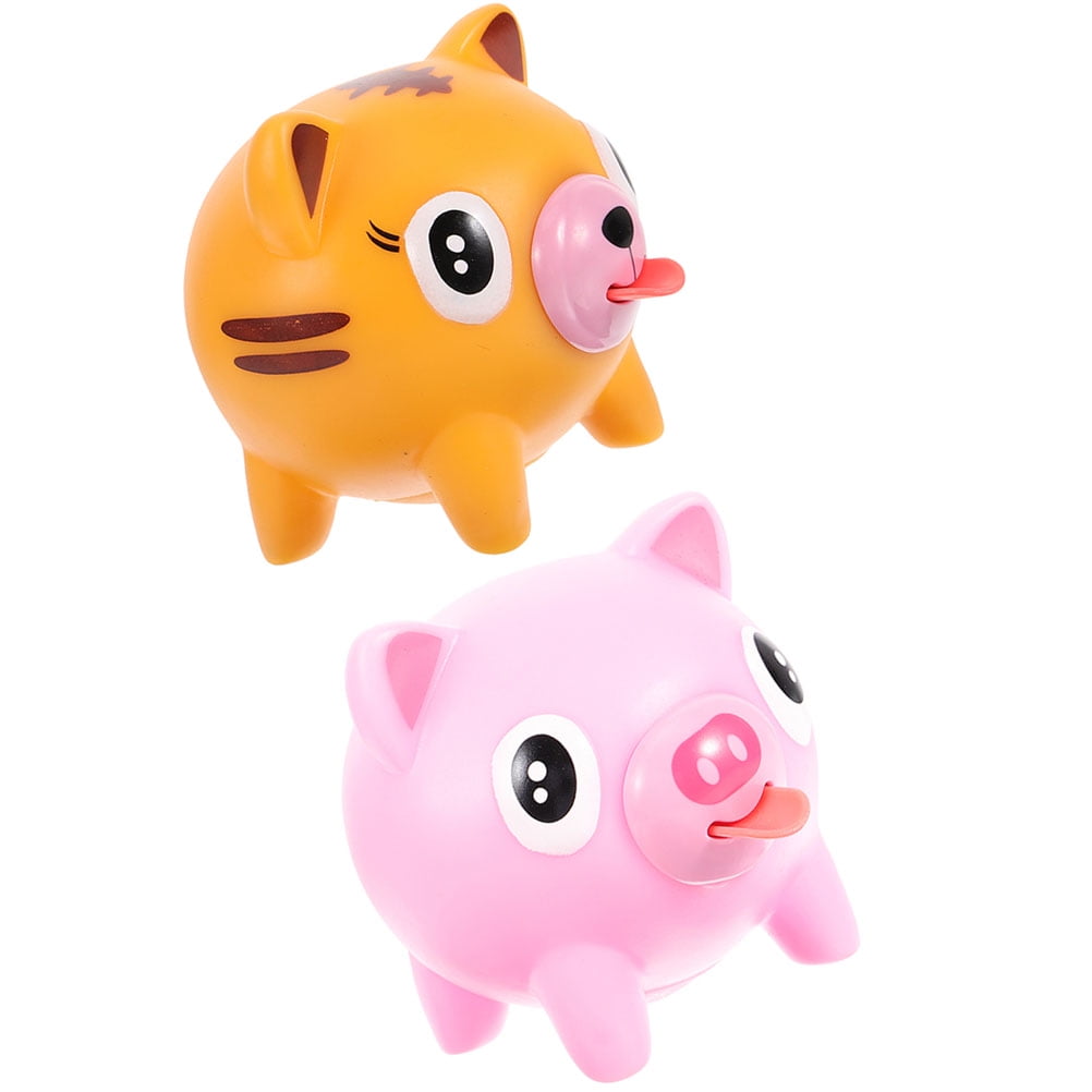 2 Pcs Cute Sticking Out Doll Pink Gifts Small Animal Toys Kid Toy Party ...