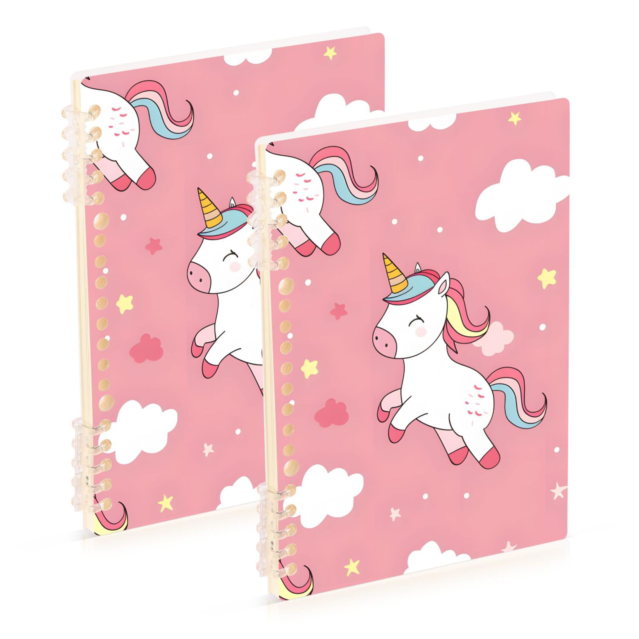 2 Pcs Cute Unicorn Cloud Star Spiral Notebooks 60 Sheets 120 Pages A5 ...