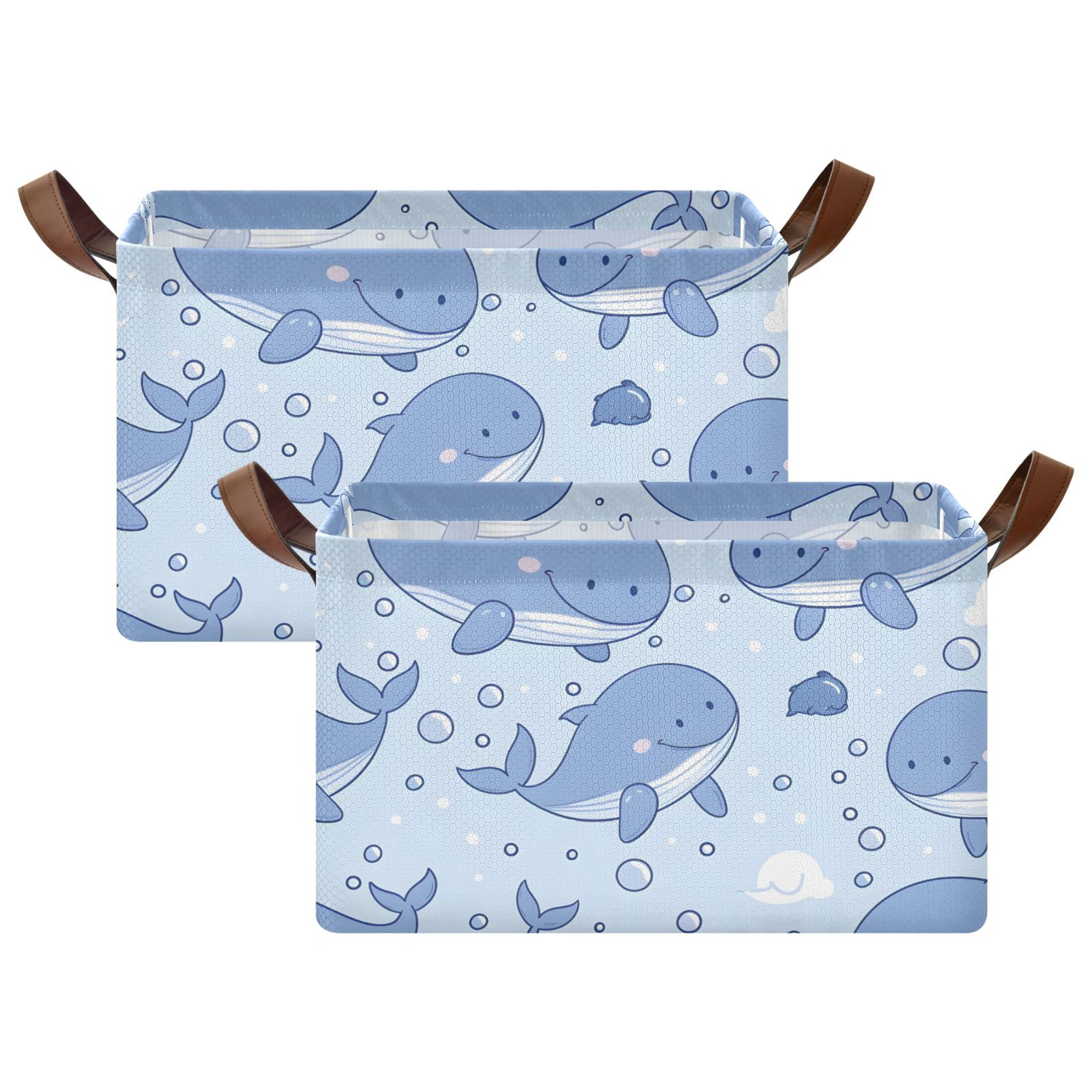 2 Pcs Cute Whale and Bubbles Collapsible Storage Bins Fabric Shelf ...