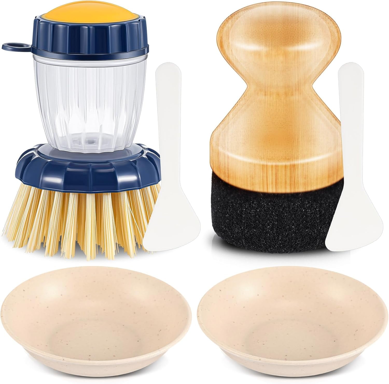 2 Pcs Cutting Board Oil Applicator and Scrub Brush Set Bamboo Wax ...