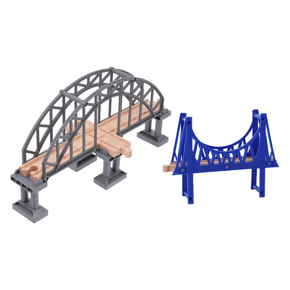 GOOHOCHY Model Train Bridge Wooden Gray Family Play 2Pcs 8.9X6.6X1.8In ...
