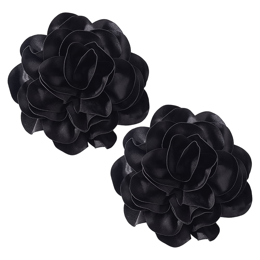 2 Pcs Dainty Satin Fabric Rose Flower Brooches Handmade Extra Large Big ...