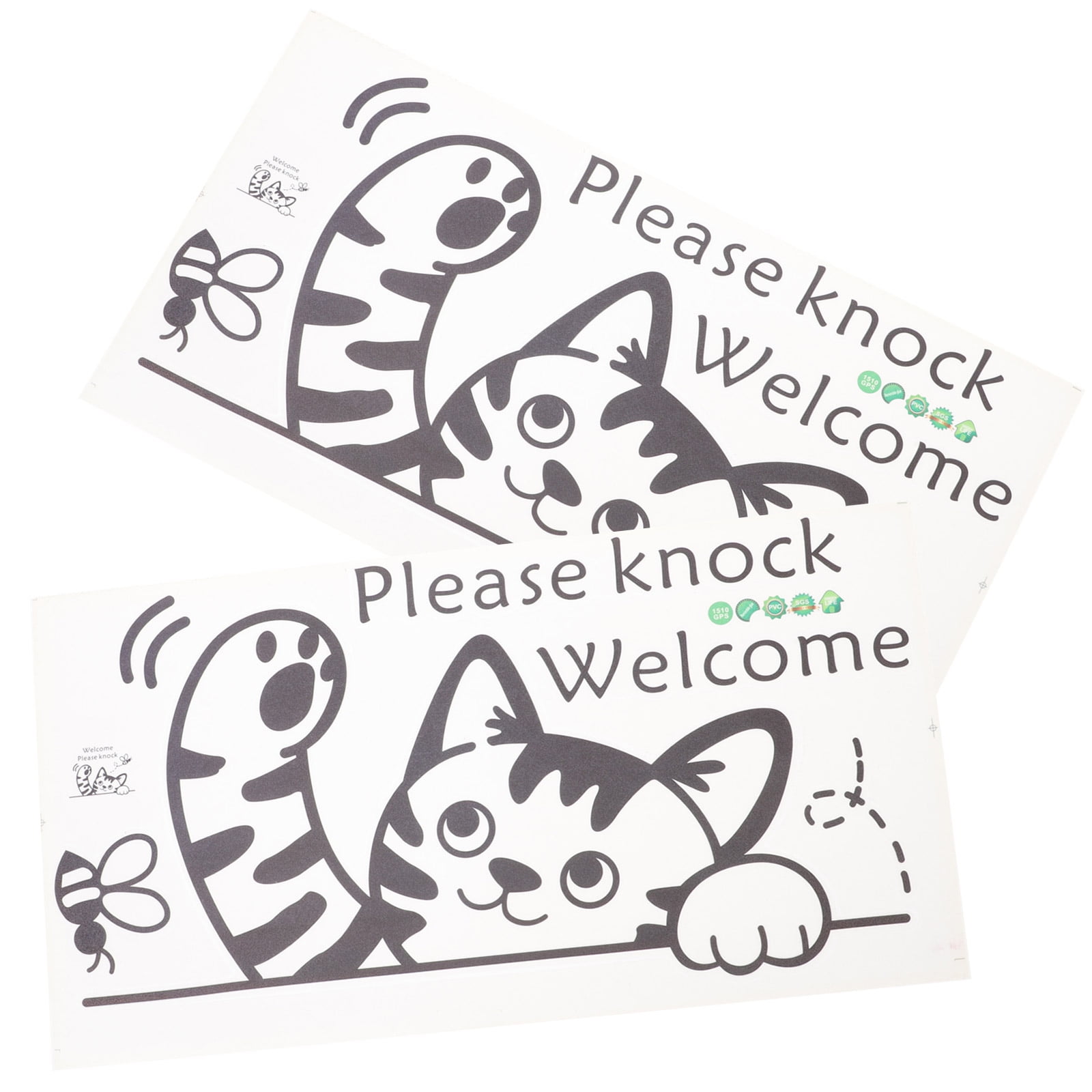 2 Pcs Decor Stickers Adhesive Sticker Wall Sticker Cat Poster Please ...