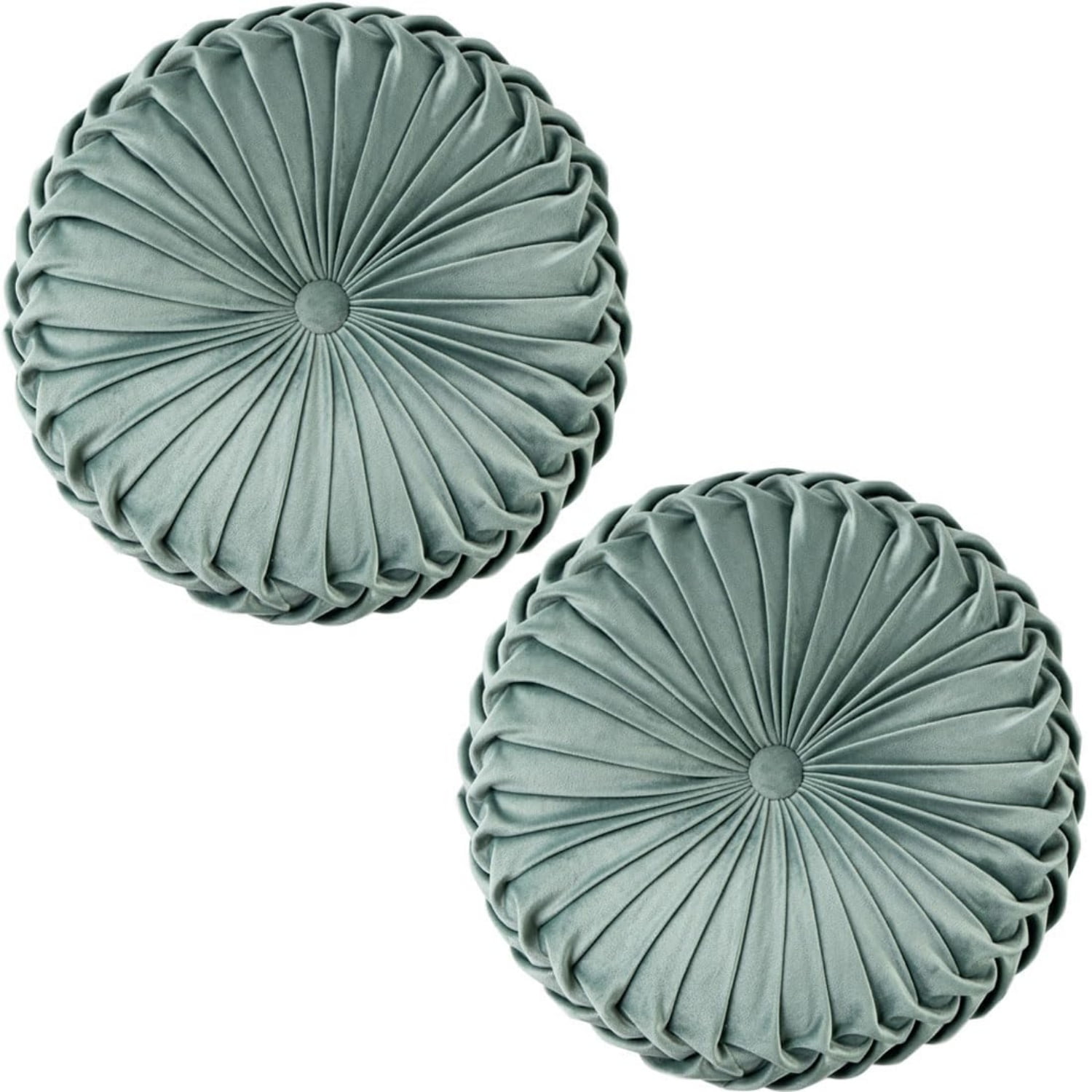 2 Pcs Decorative Round Pleated Throw Pillows, Classy Accent Pumpkin ...