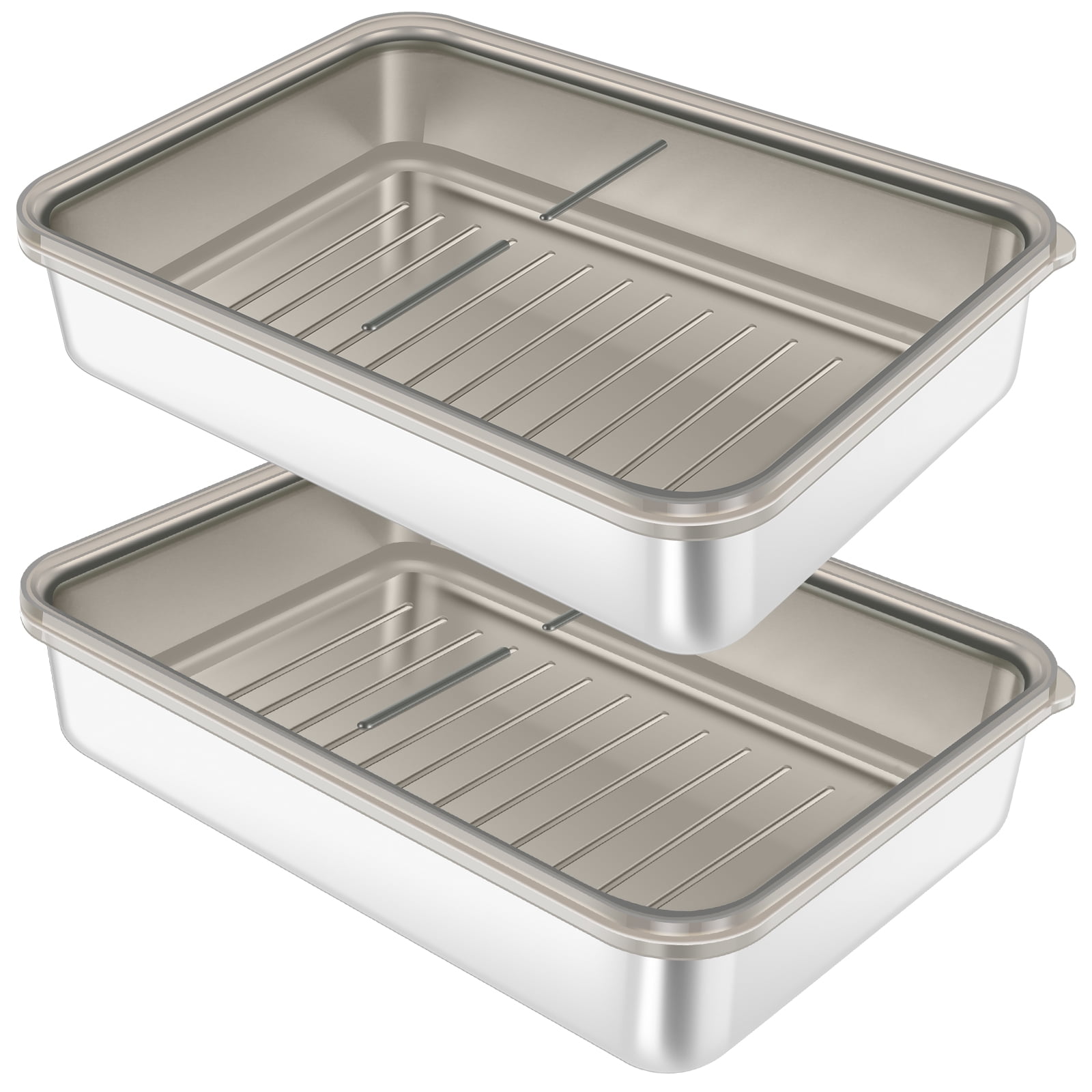 2 Pcs Deli Meat Container 304 Stainless Steel Cheese Container with ...