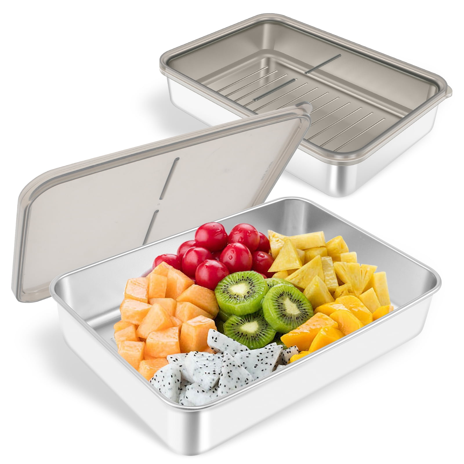2 Pcs Deli Meat Container 304 Stainless Steel Cheese Container with ...