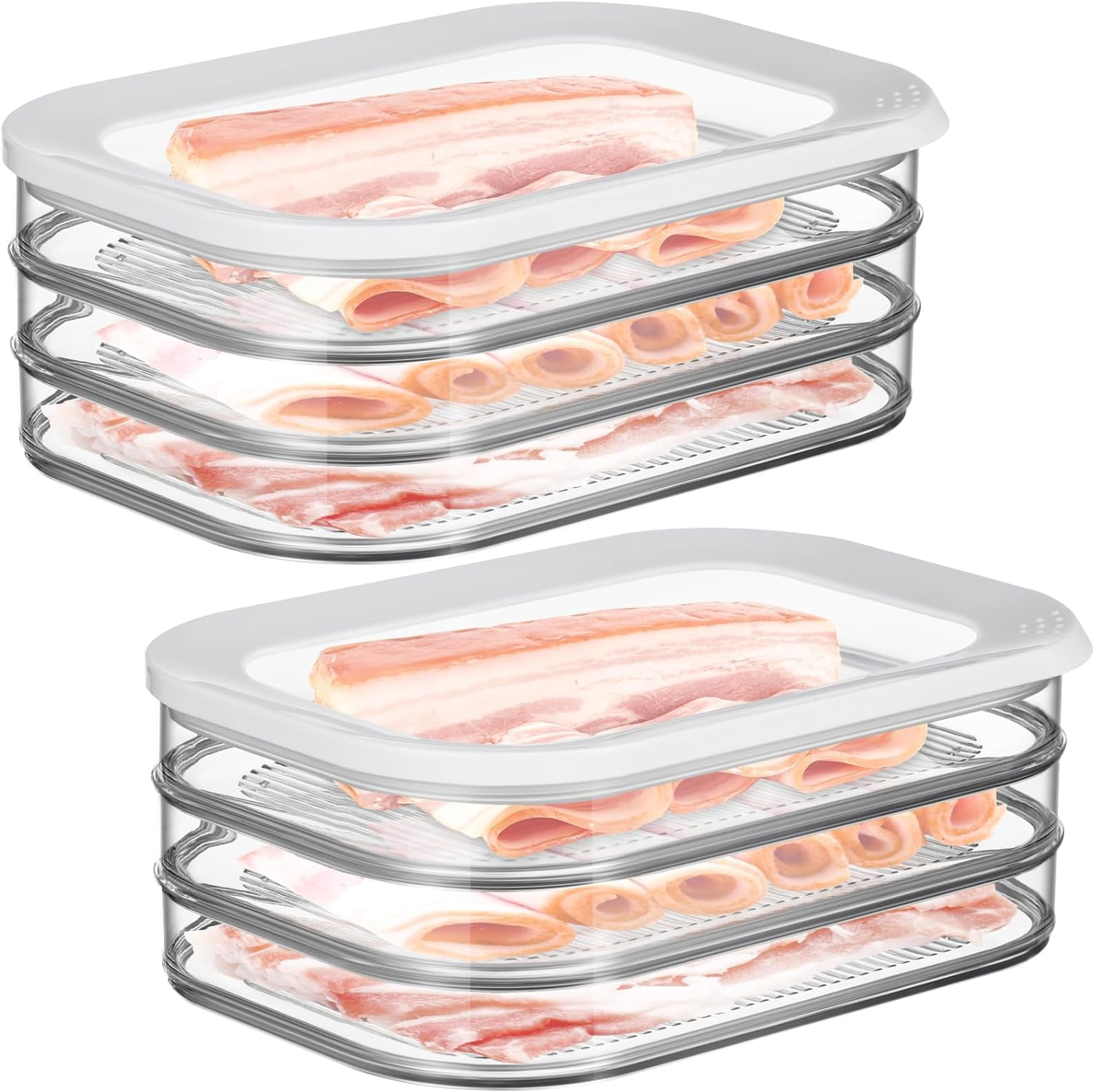 2 Pcs Deli Meat Container for Fridge Bacon Container for Refrigerator ...