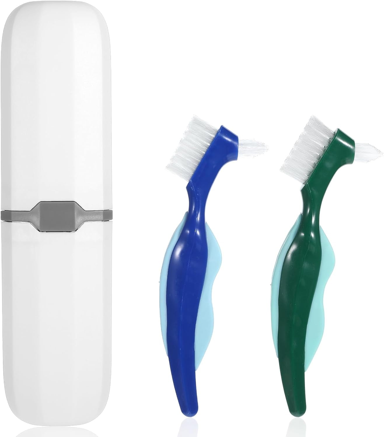 2 Pcs Denture Brush Multi-Layered Hard Bristles Toothbrush Portable ...