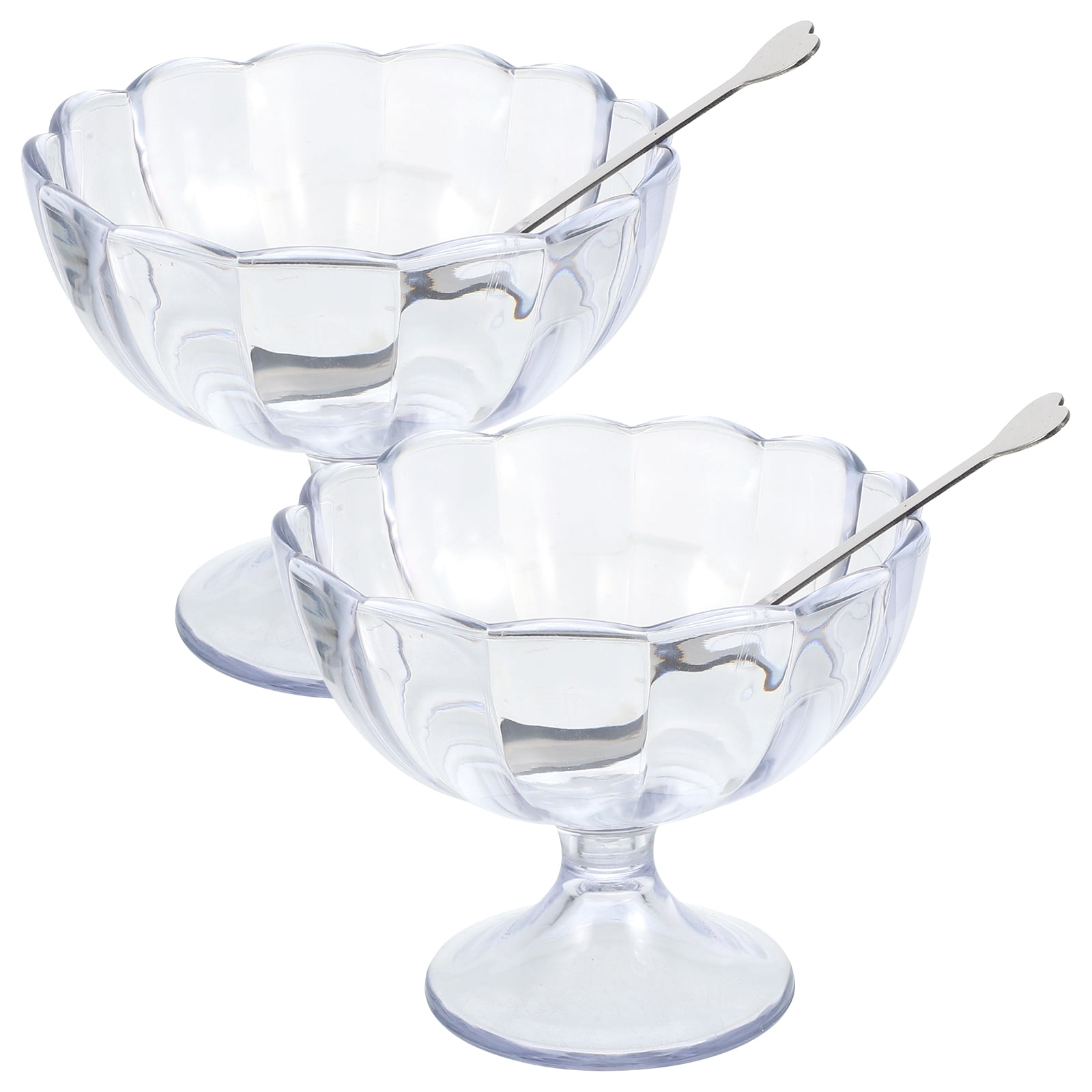 2 Pcs Dessert Goblet Cup Yogurt Cups Ice Cream Clear Plates Trifle Bowl ...