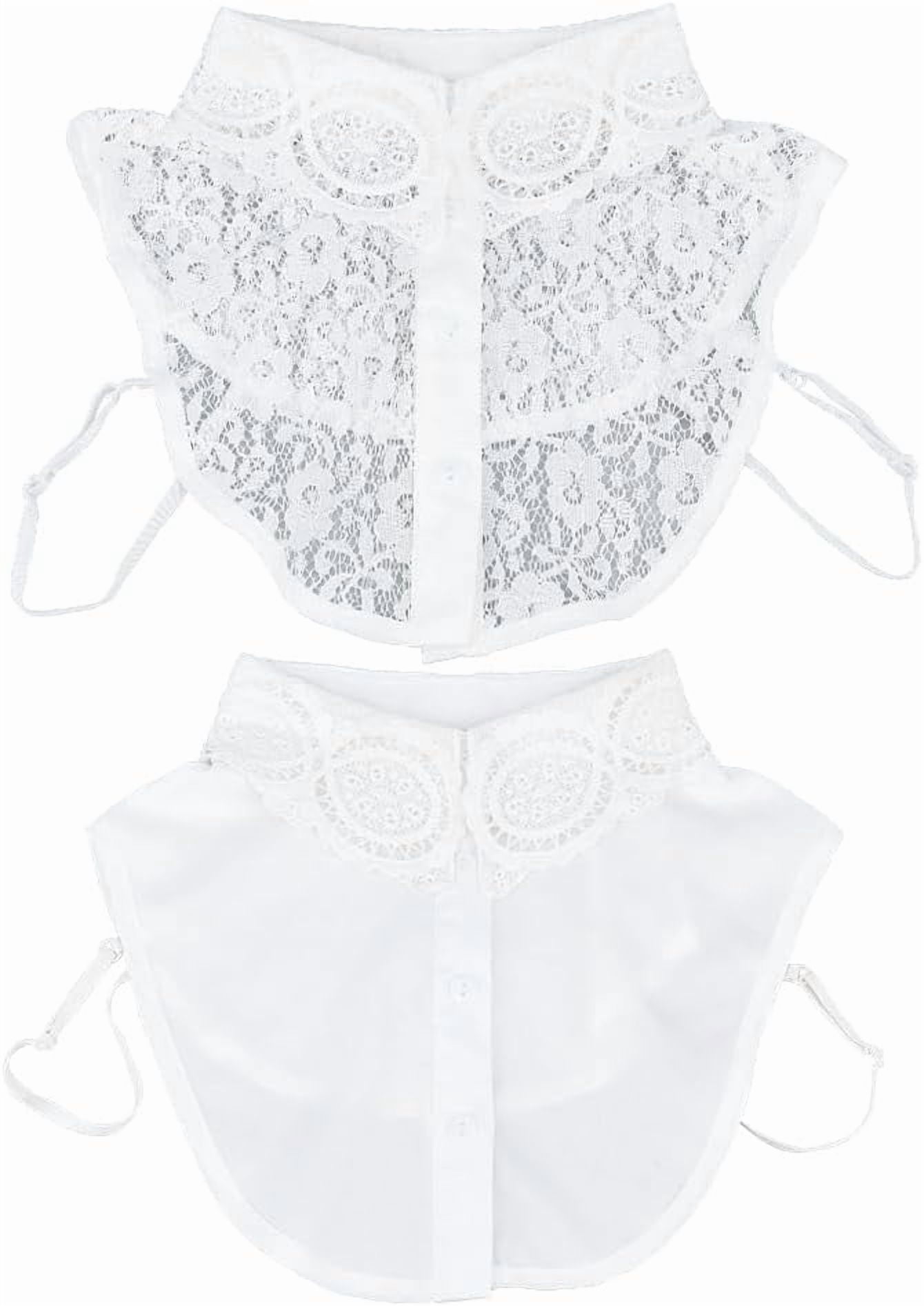 2 Pcs Detachable Dickey Collars 2 Styles Beige Lace Lady's Detachable ...