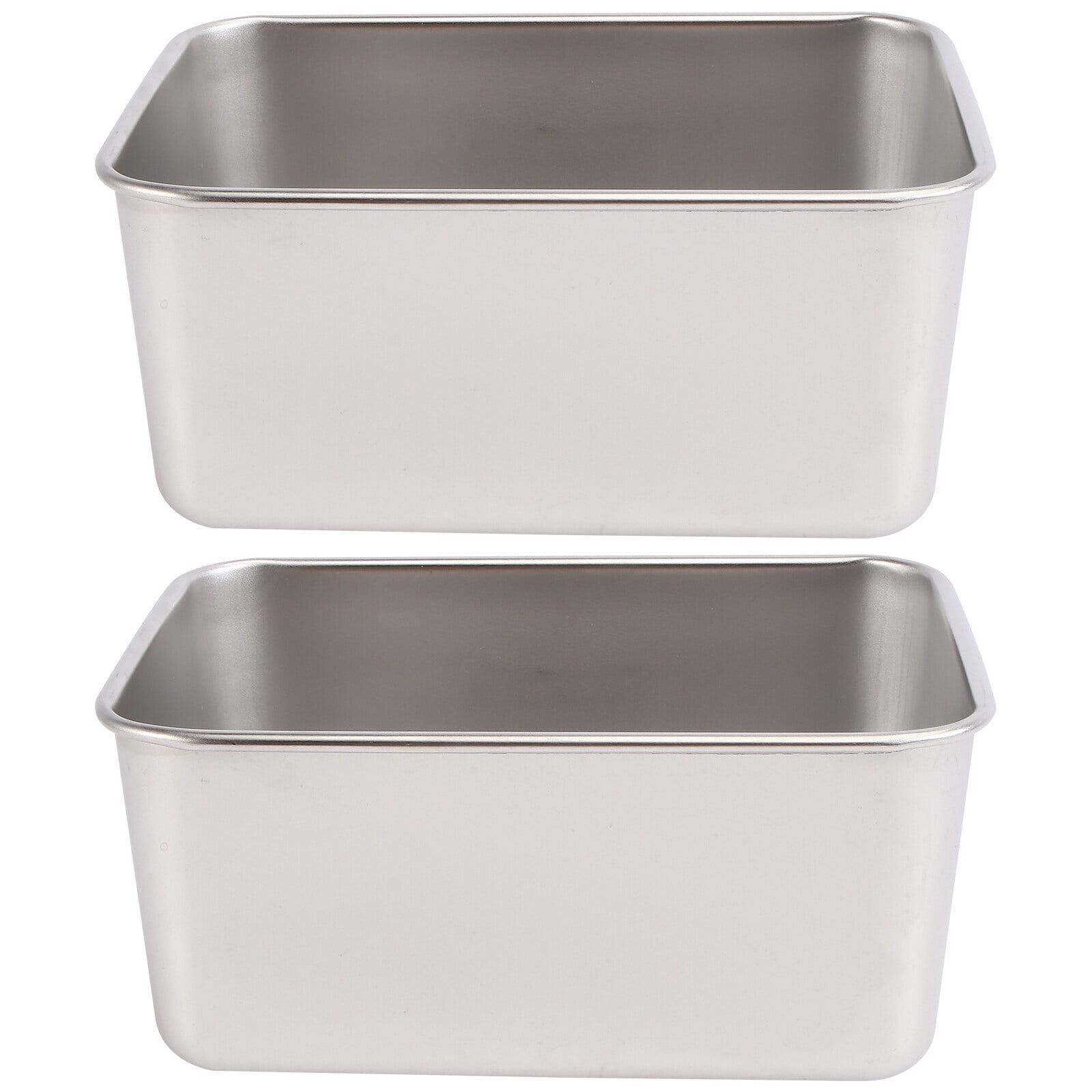 2 Pcs Dinnerware Stainless Steel Square Box Bread Storage Food ...