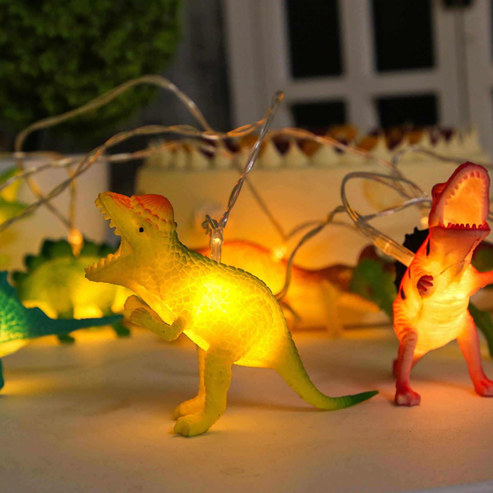 2 Pcs Dinosaur Fairy Lights 10 LED Hollow Lanterns 59in String Lights ...