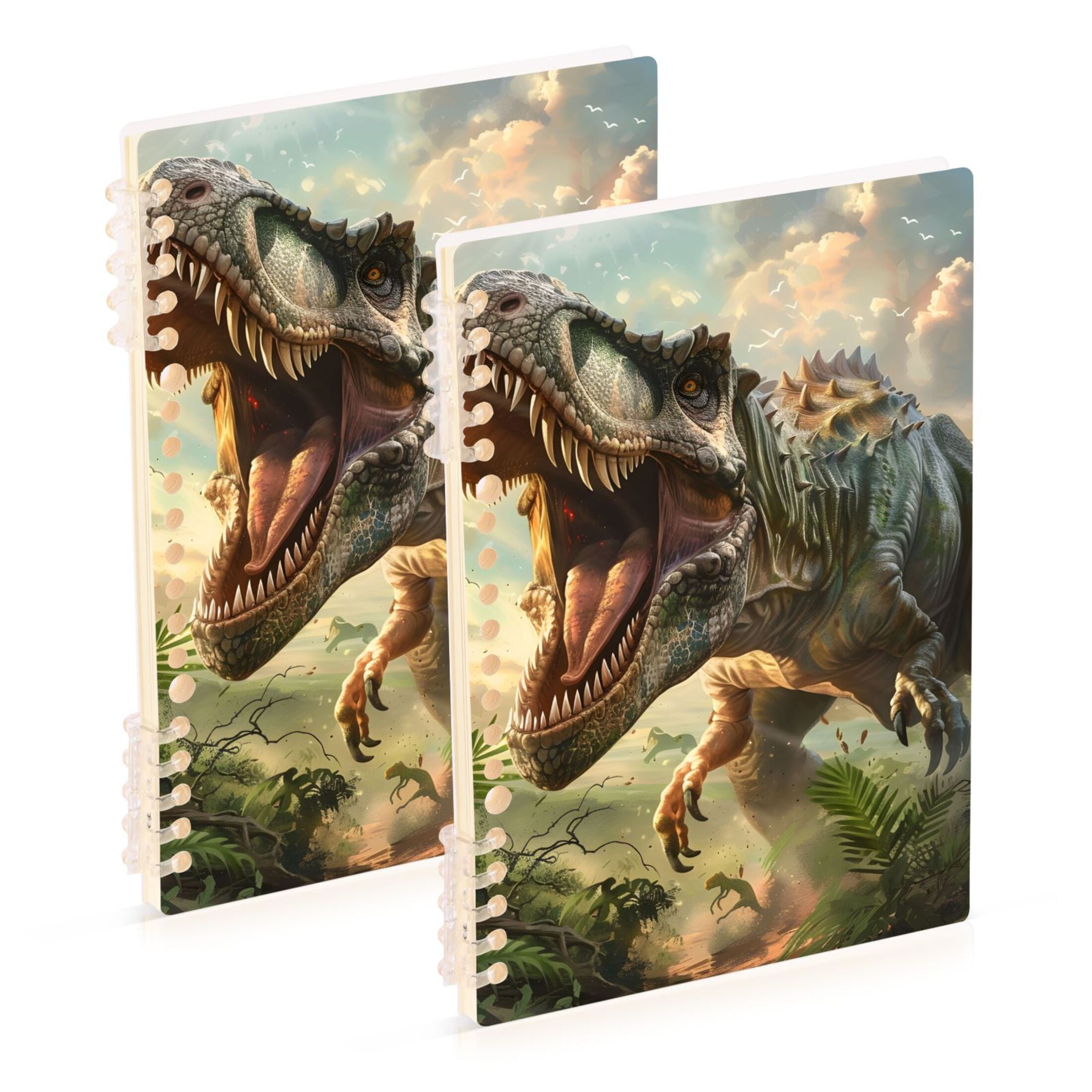 2 Pcs Dinosaur Roar Spiral Notebooks 60 Sheets 120 Pages A5 Journal ...