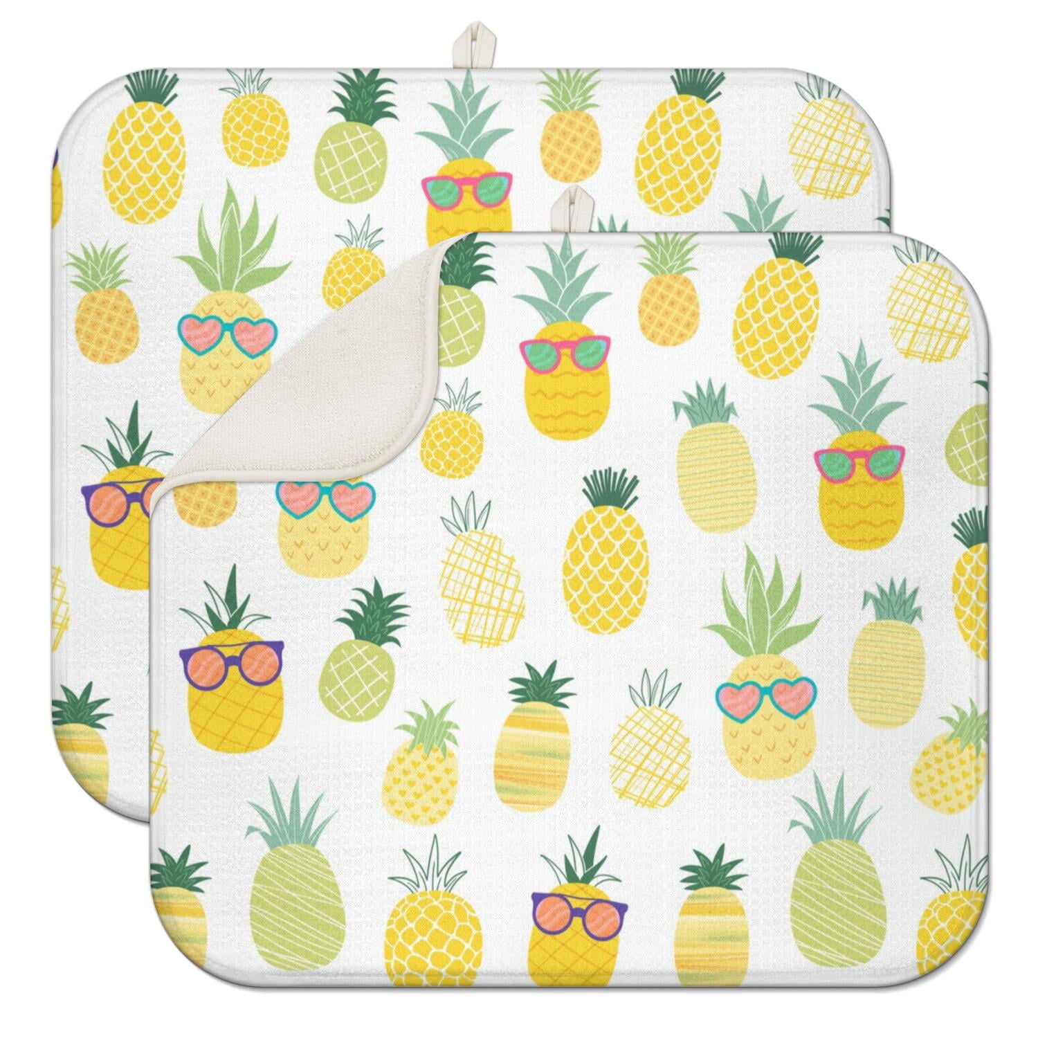 2 Pcs Dish Drying Mat - 16 X 18 Inch Fruit Boho Absorbent Microfiber ...