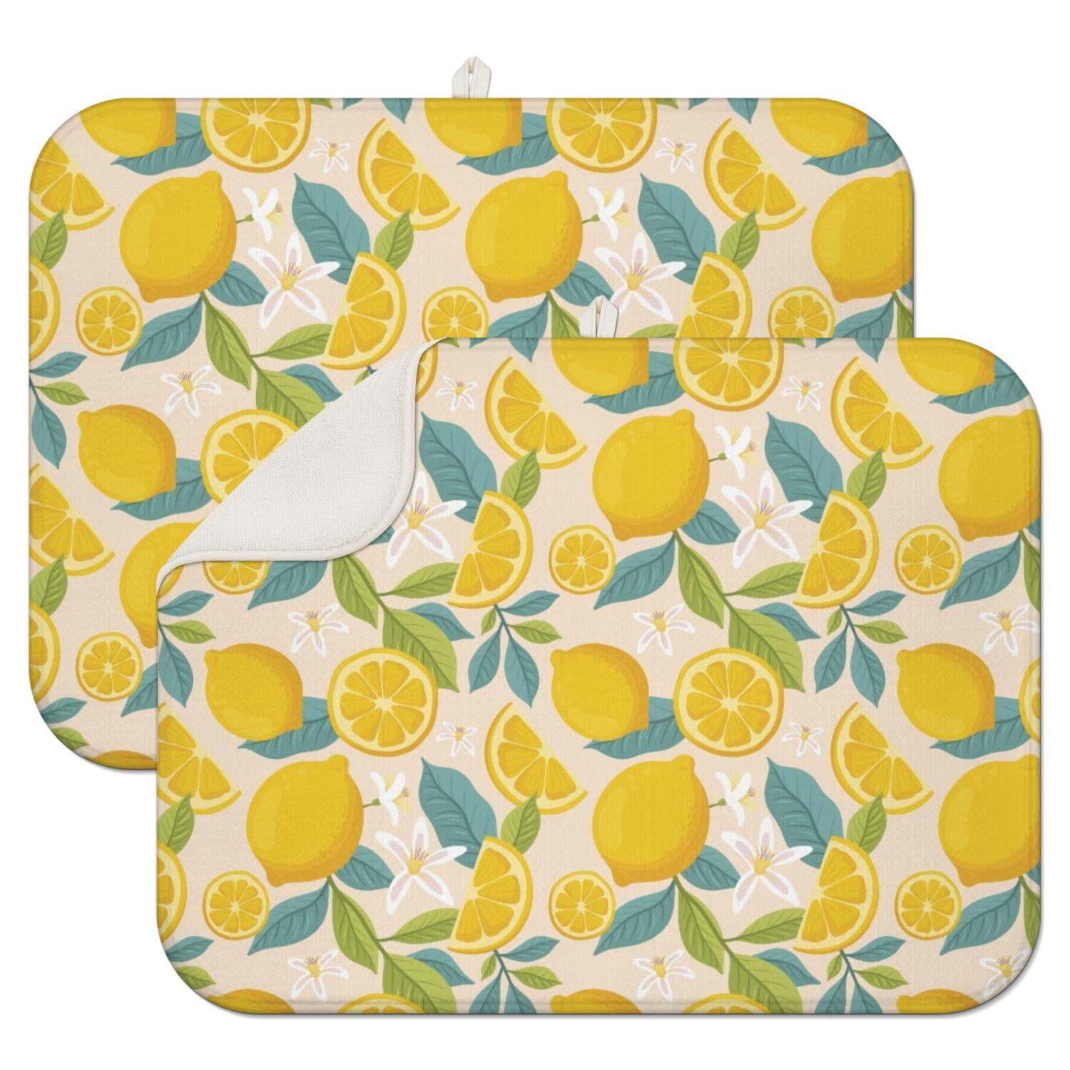 2 Pcs Dish Drying Mat - 18 X 24 Inch Fruit Boho Absorbent Microfiber ...