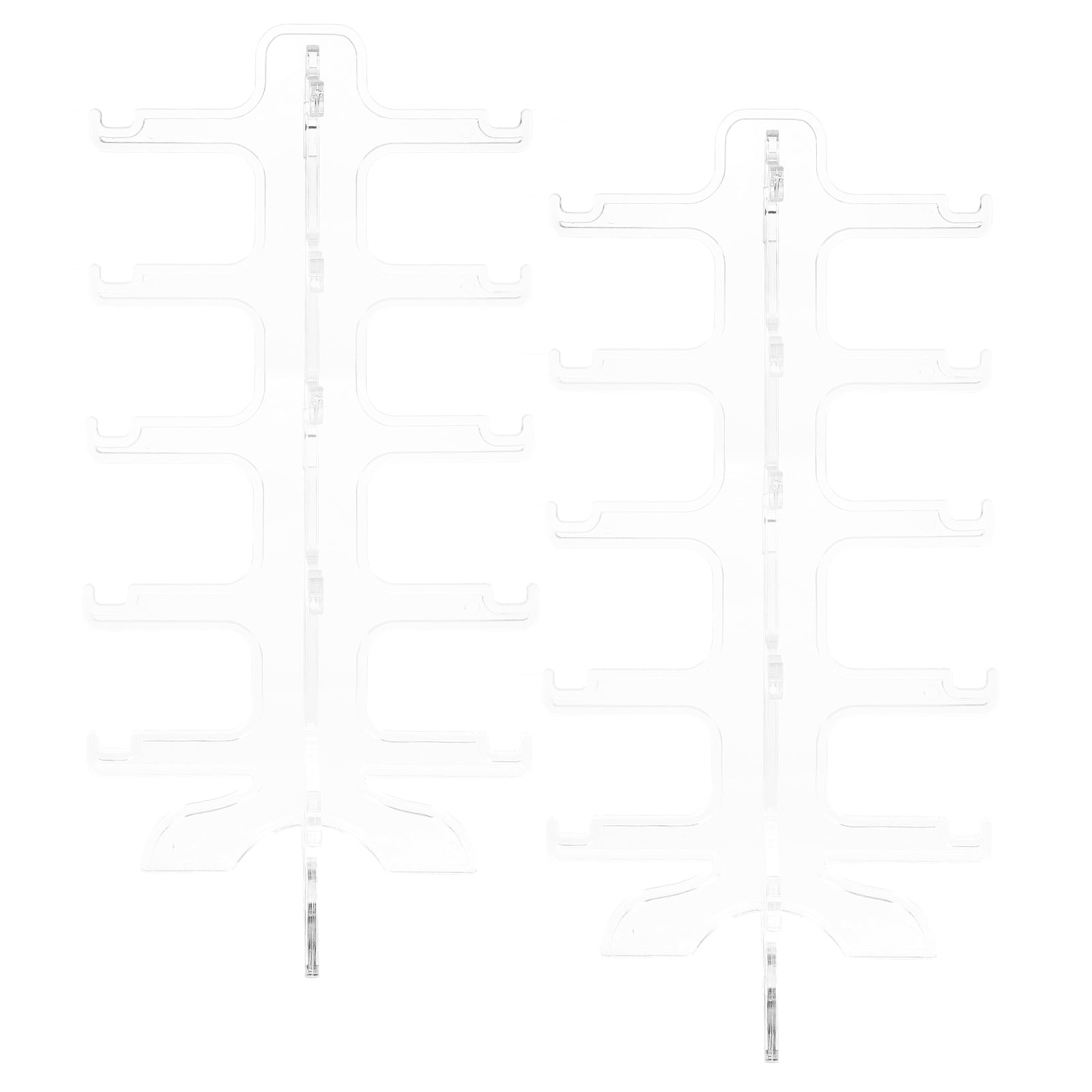 2 Pcs Display Shelf Sunglasses Rack Plastic Shot Clear Stand Riser Five ...