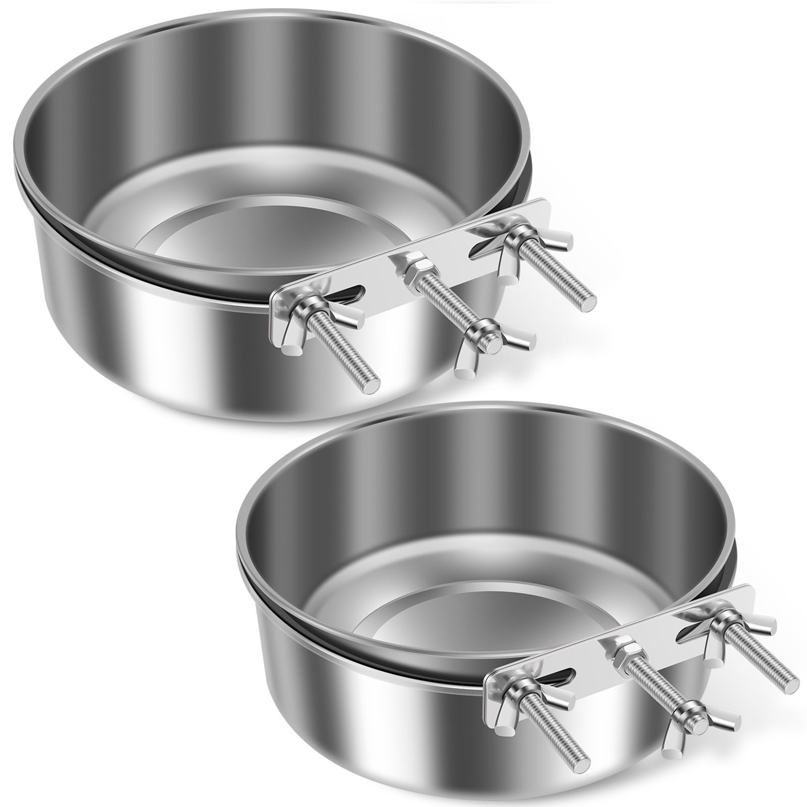 2 Pcs Dog Crate Water Bowl No Spill Cage Food Bowl Stainless Steel ...