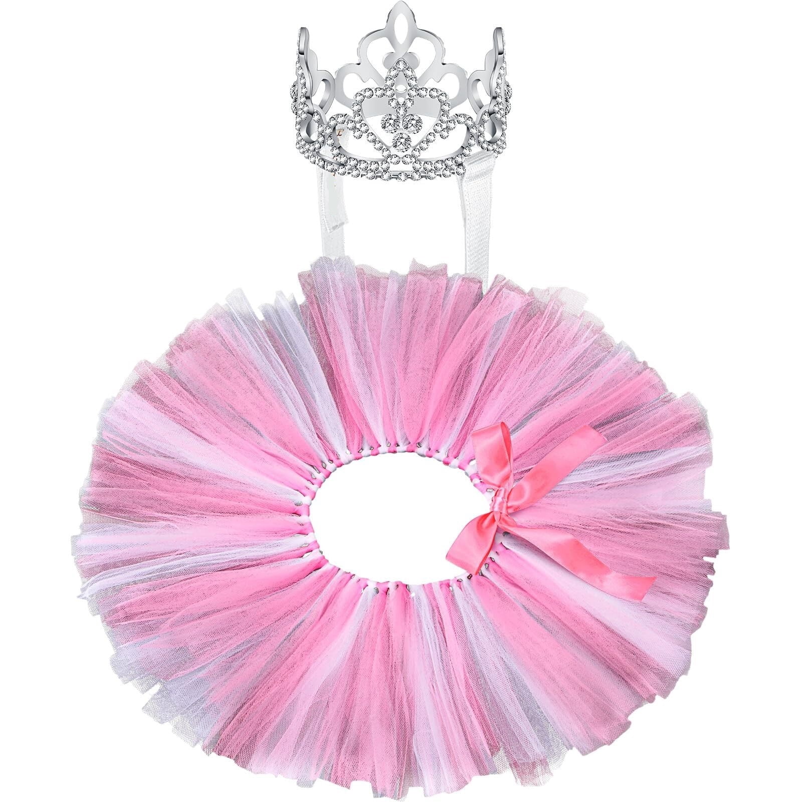 2 Pcs Dog Crown Headband Dog Tutu Dress Set Crystal Rhinestone Tiara ...