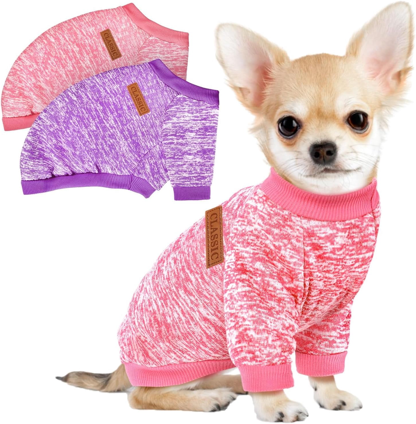 2 Pcs Dog Sweaters for Small Dogs Girl Boy Winter Fleece Clothes Warm ...