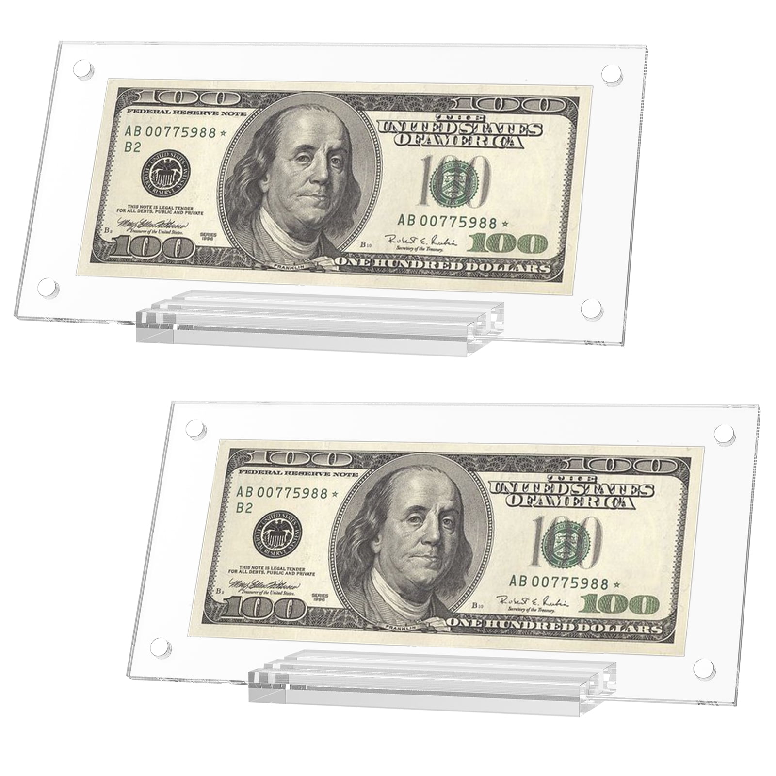 2 Pcs Dollar Bill Frame Display Acrylic Dollar Bill Holder 3.6X7.4In ...