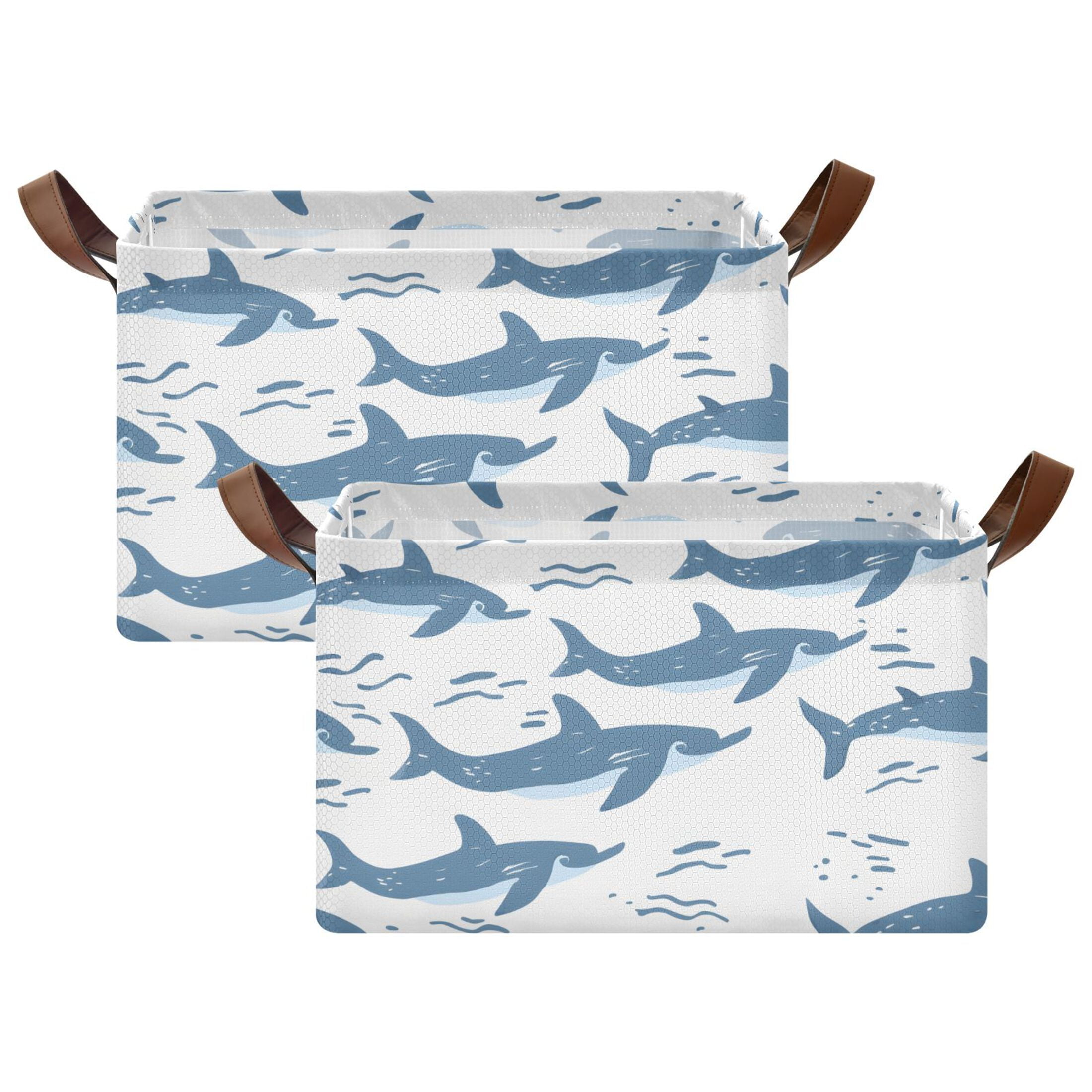 2 Pcs Dolphin Swimming Collapsible Storage Bins Fabric Shelf Baskets ...