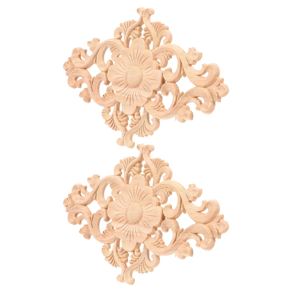 2 Pcs Door Corner Decor Solid Wood Applique Lintel - Walmart.com