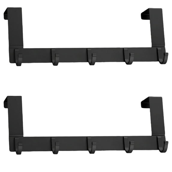 2 Pcs Over The Door Hook Rack, 5 Hooks Sturdy Metal Over The Door ...
