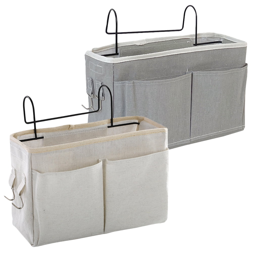 2 Pcs Dorm Rail Hanging Bag Bedside Basket Storage Pouch Bags Zip Decor ...