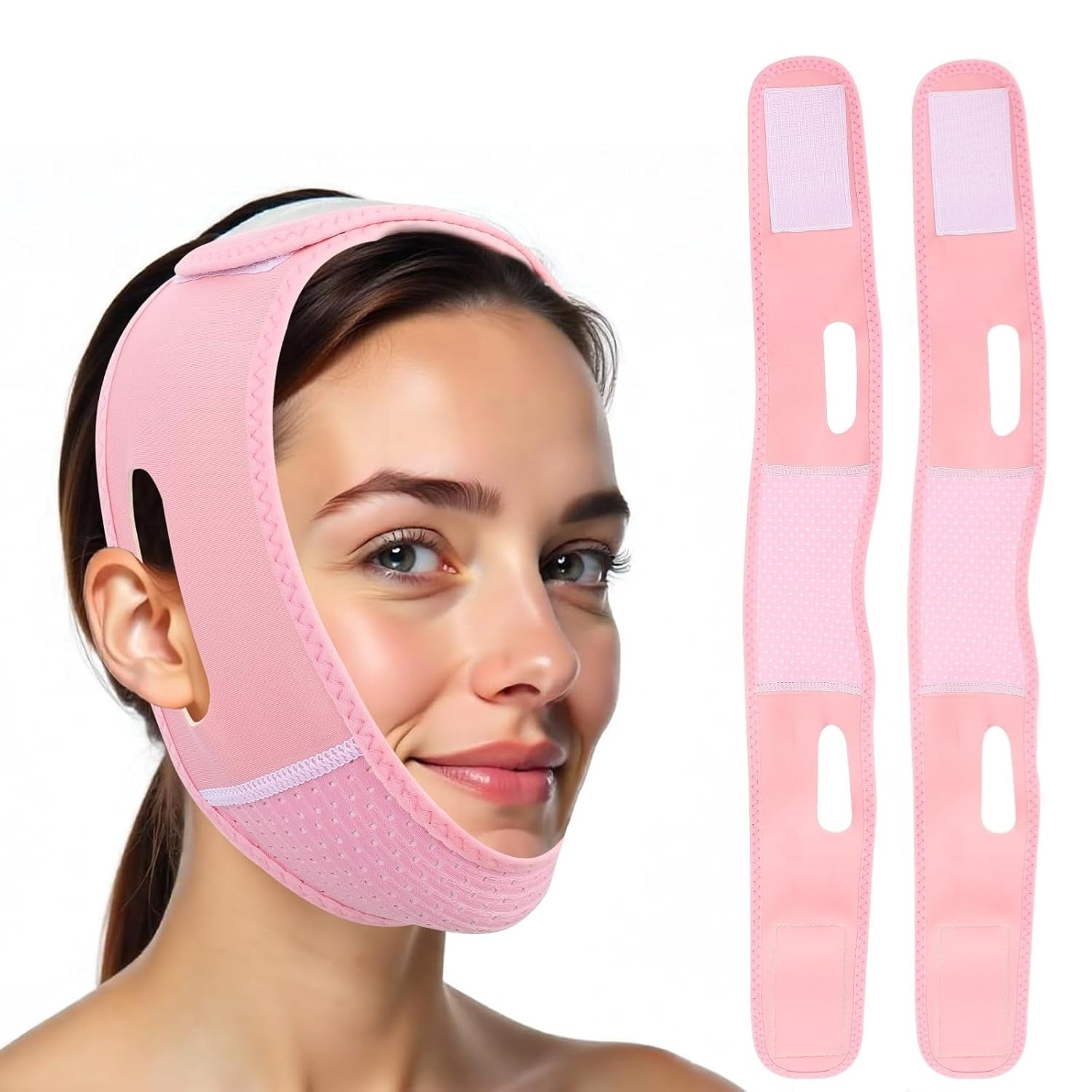 2 Pcs Double Chin Reducer,Reusable V Line Lifting Mask with Chin Strap ...