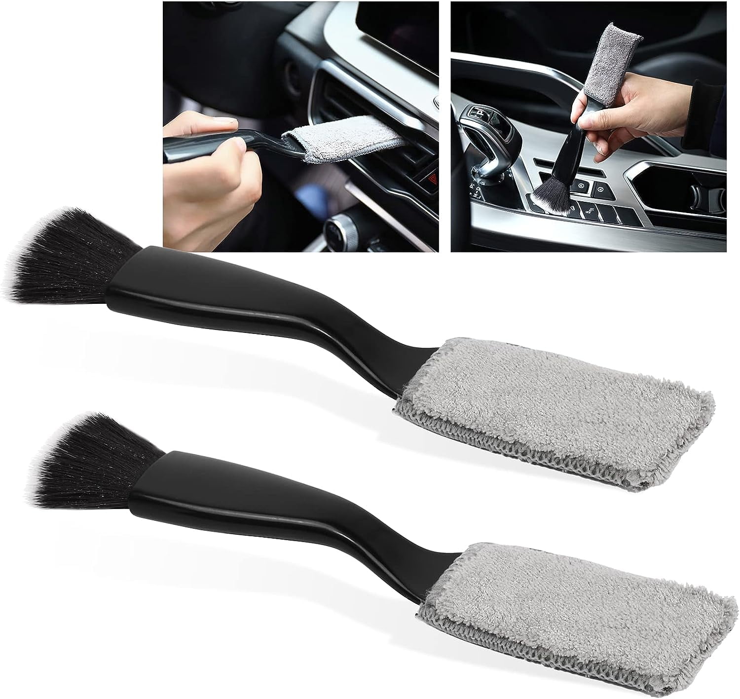 2 Pcs Double Head Brush for Car Clean, Soft Nylon Hair Multi-Purpose ...