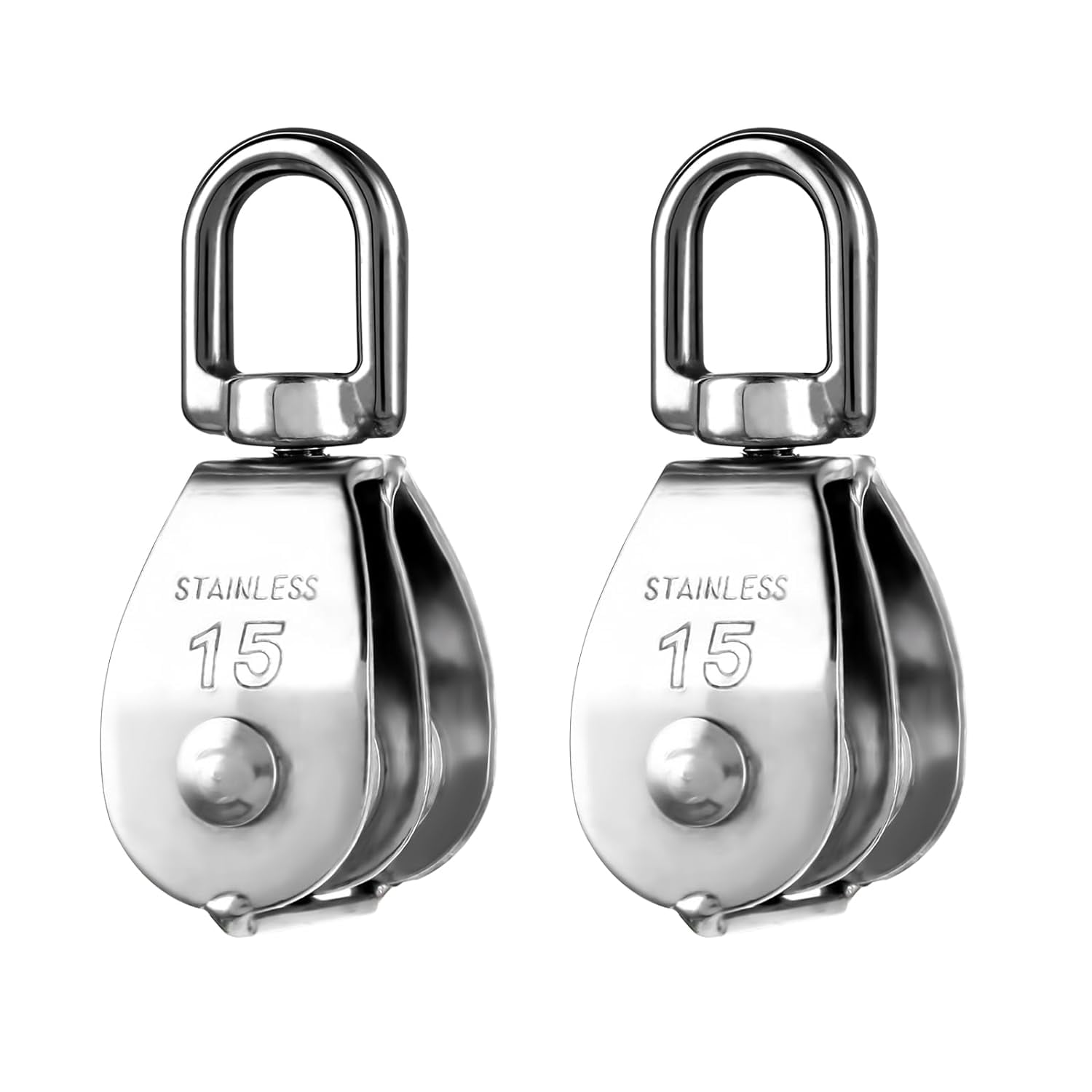 2 Pcs Double Pulley Wheel 304 Stainless Steel Heavy Duty Swivel Pulley ...