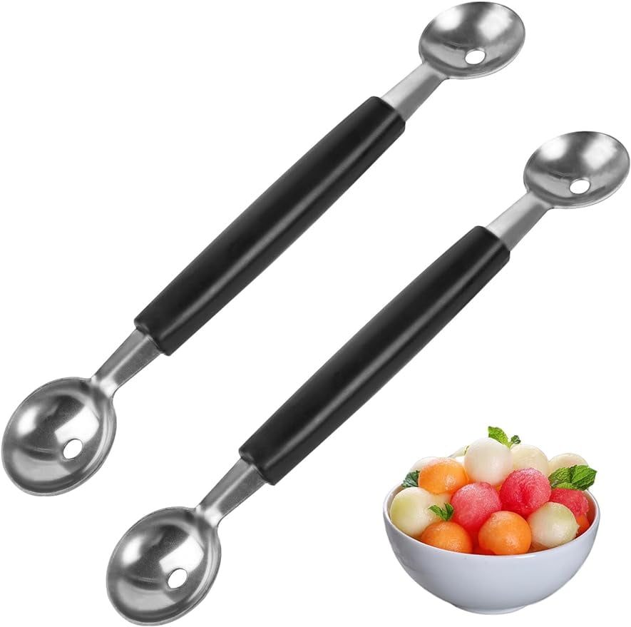 2 Pcs Double-Sided Fruit Melon Baller Spoon 2 in 1 Stainless Steel ...