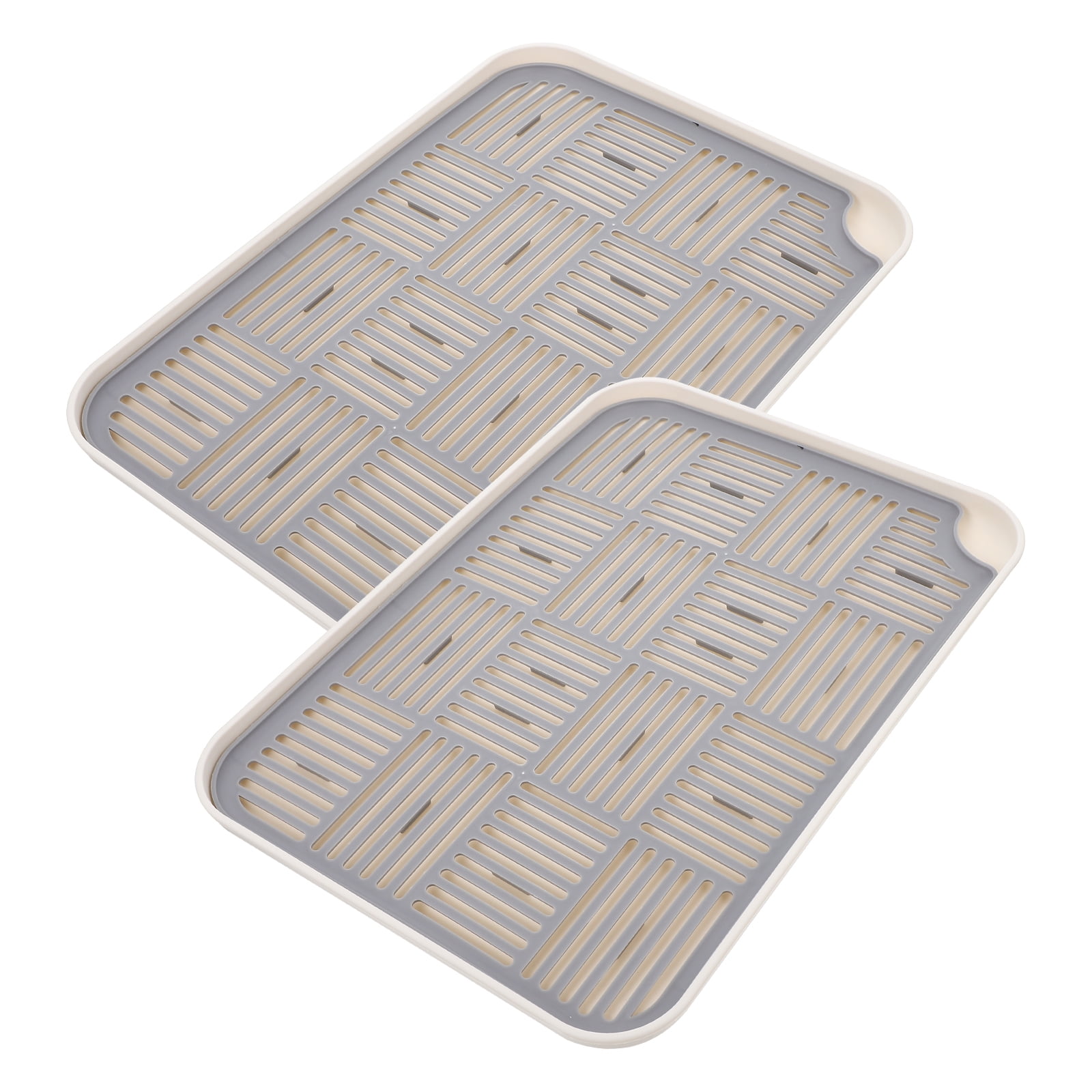 2 Pcs Plastic Draining Tray Bowls Dish Drying Mat Dispenser Pad White ...