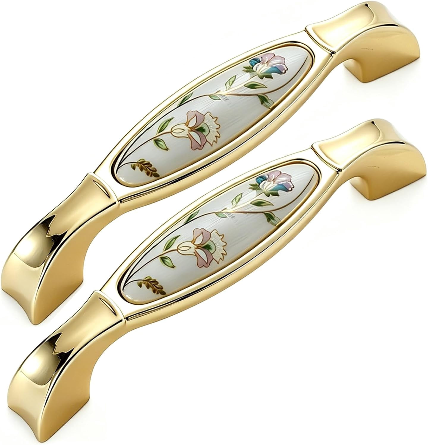 2 Pcs Drawer Pulls, Vintage Cabinet Pulls, Elegant Floral Ceramic Pull ...