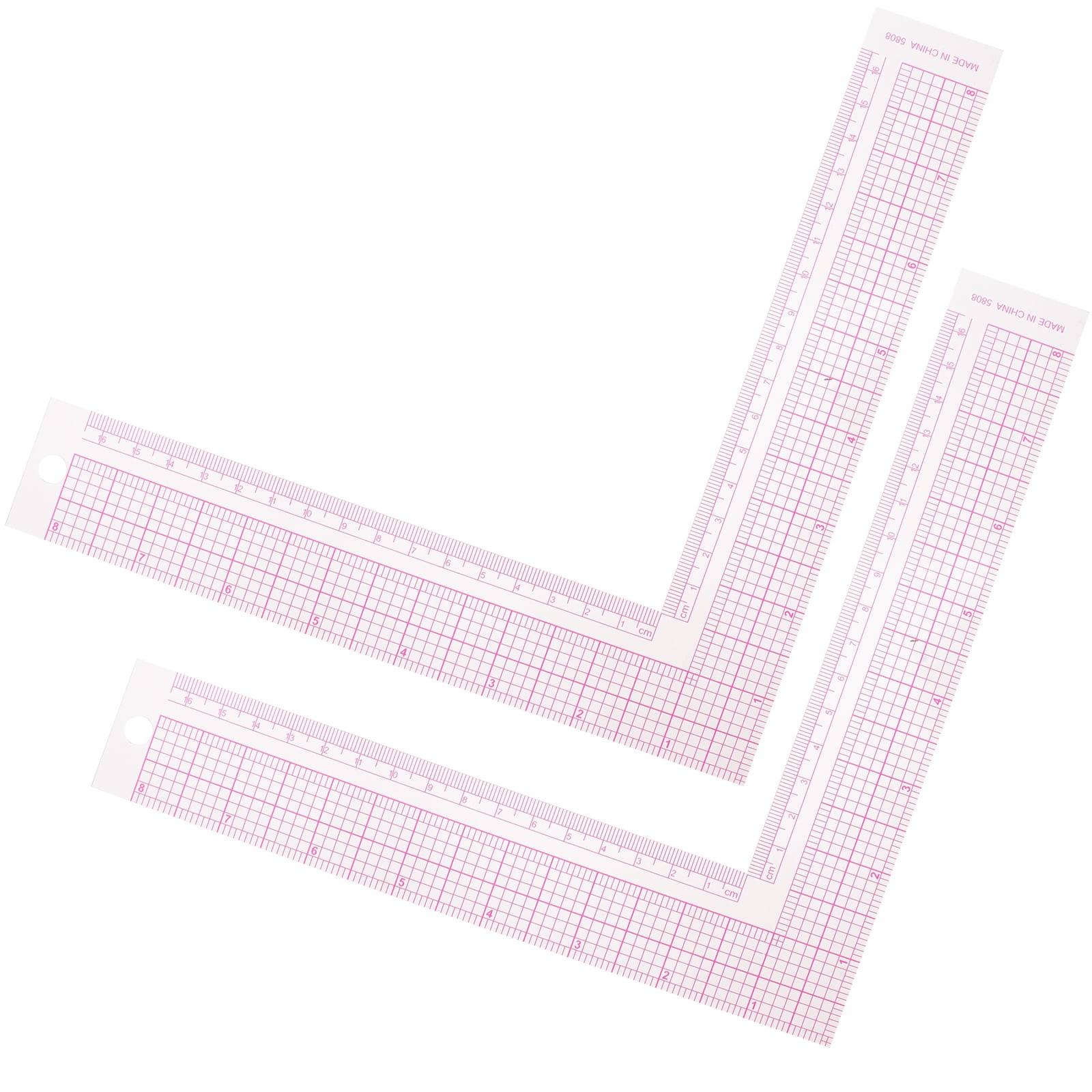 2 Pcs Dreses Quilting Rulers Plastic Right Angle Scale Precision ...