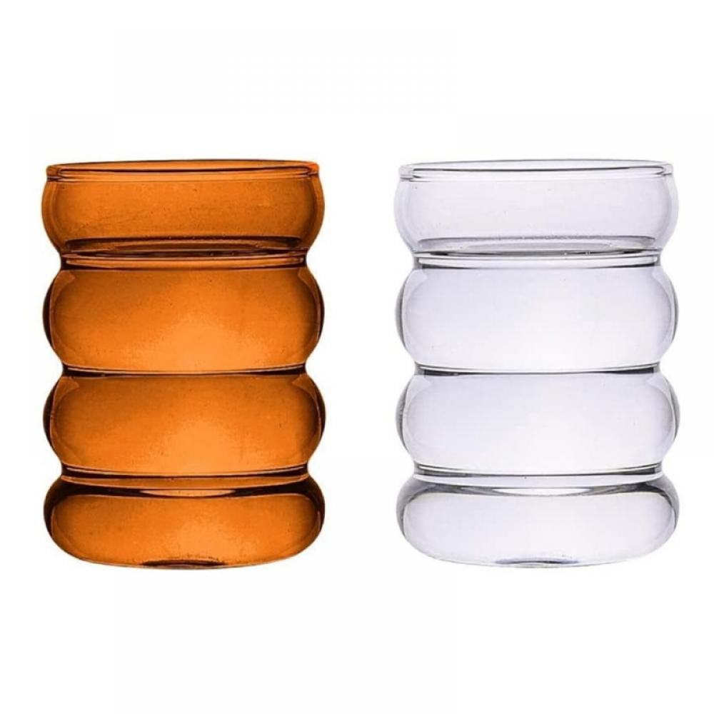 2 Pcs Drinking Glasses Glassware Set Ripple Glassware Wave Shape ...