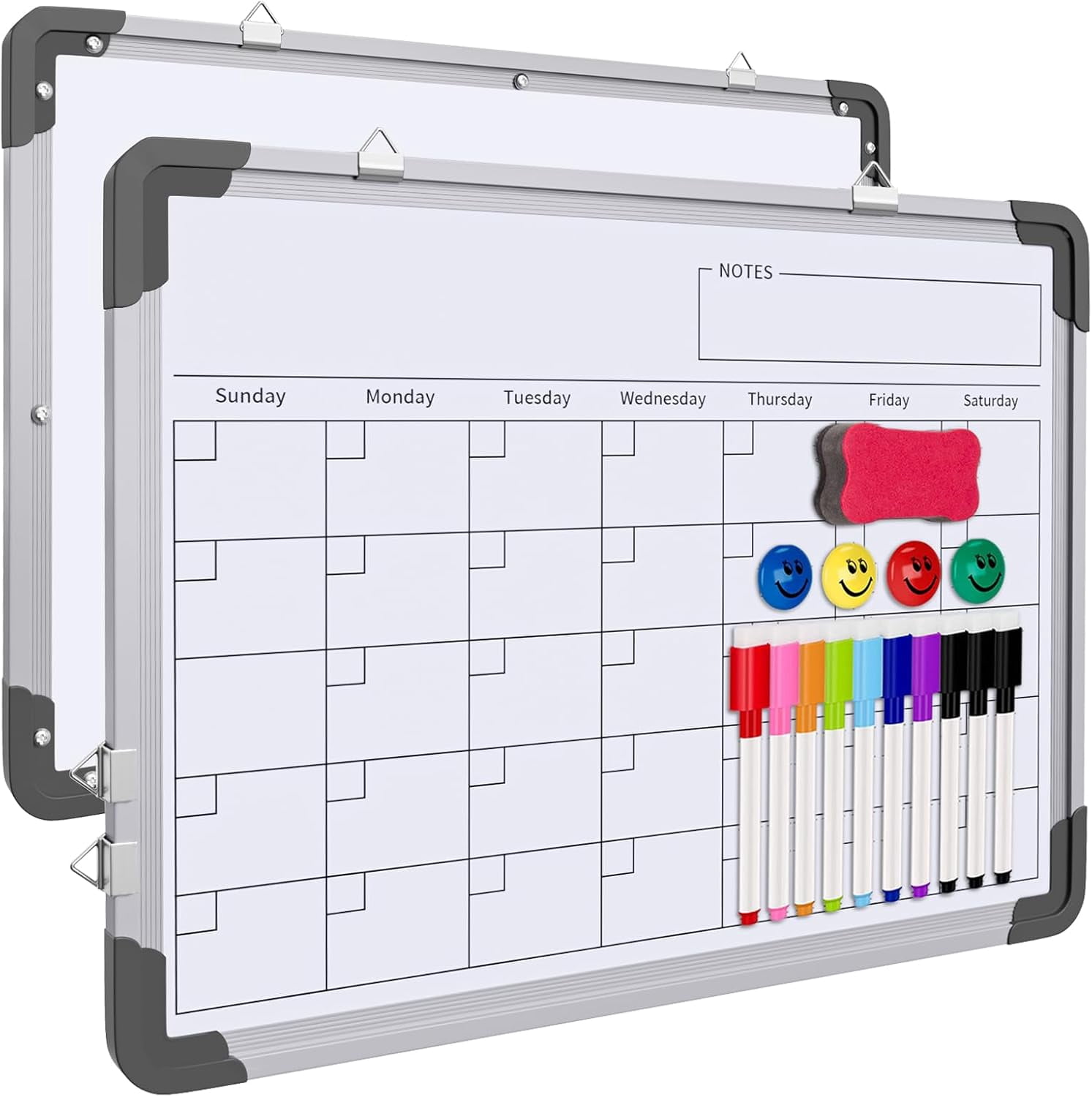 2 Pcs Dry Erase Calendar Whiteboard for Wall, 16" X 12" Magnetic White ...