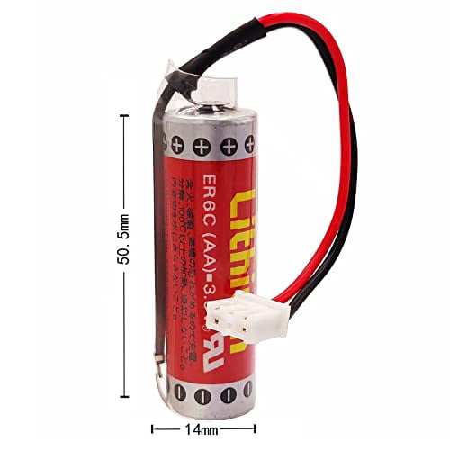 (2 Pcs ER6C AA 3.6V 1800mAh PLC Battery for FX F2-40BL with White Plug ...