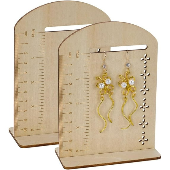 2 Pcs Earring Measurement Display Stand 2x4x5.5 inch Wood Ear Stud ...