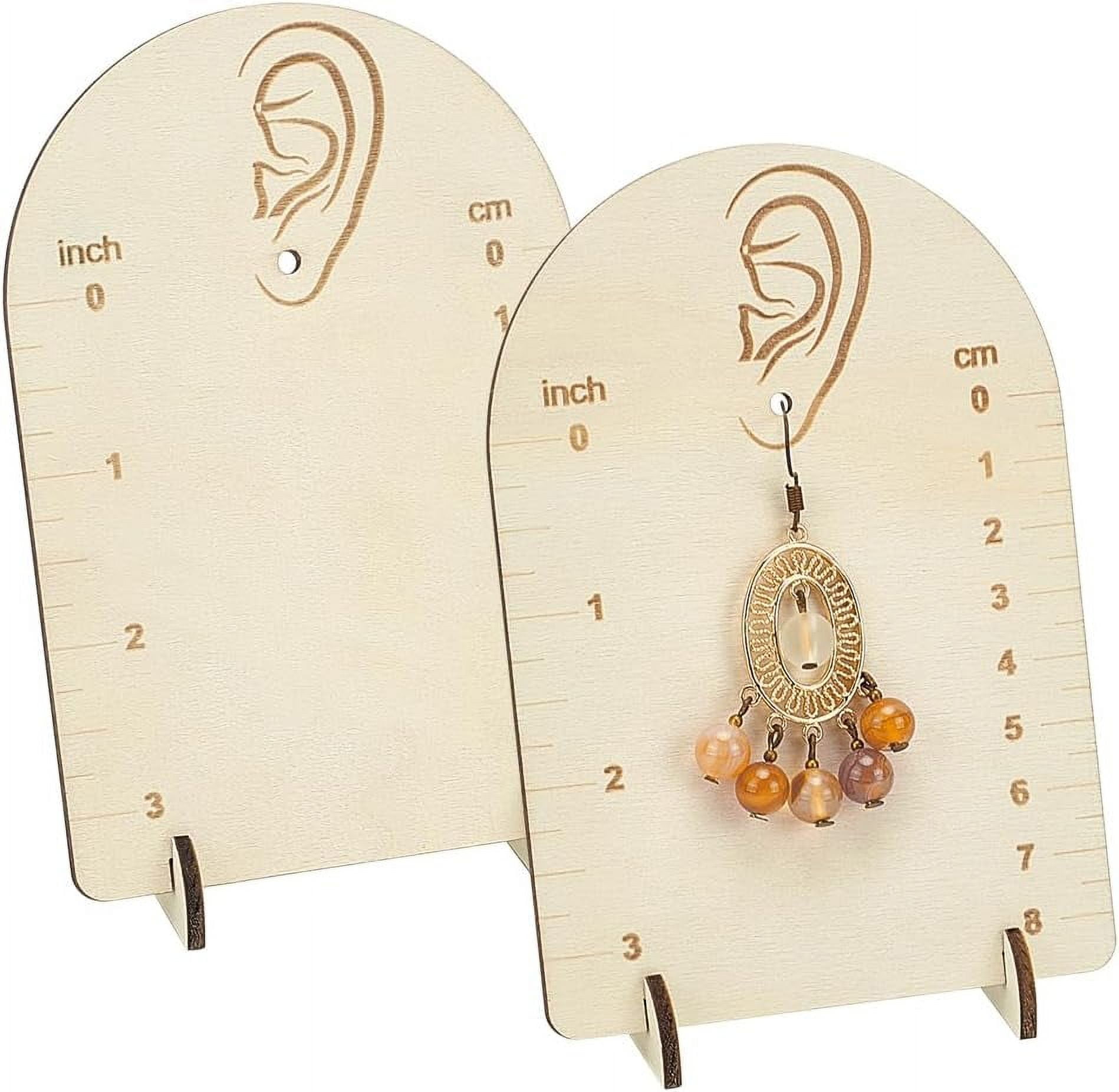 2 Pcs Earring Measurement Display Stand 3.5x2x5 Wood Ear Stud Stand ...